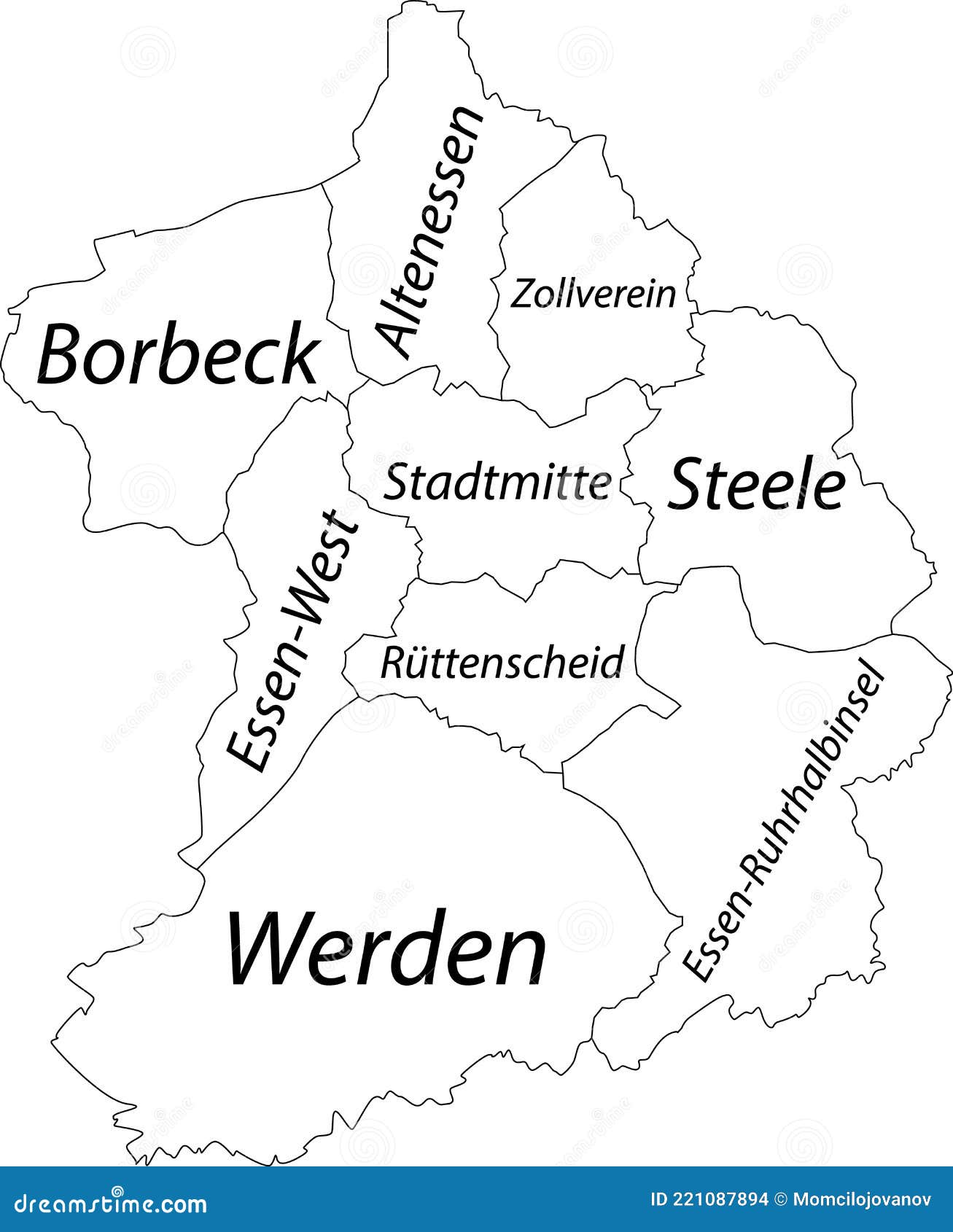 Essen Germany City Map In Retro Style In Golden Color. Outline Map ...