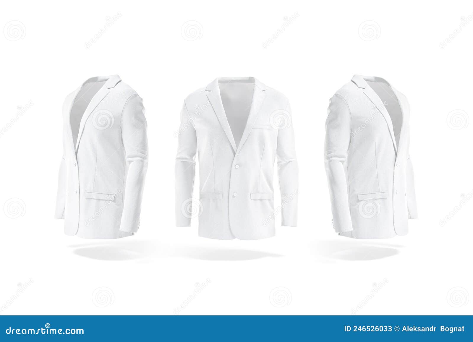 Blank White Men Blazer Mockup, Front and Side View Stock Illustration ...