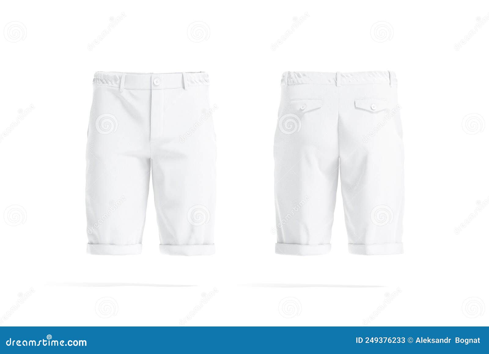 Blank White Men Shorts Mockup, Front and Back View Stock Illustration ...