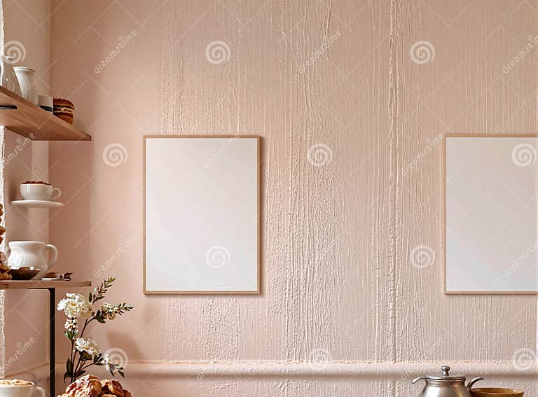 A Blank White Menu Poster Placed on a Soft Pastel-colored Wall Inside a ...