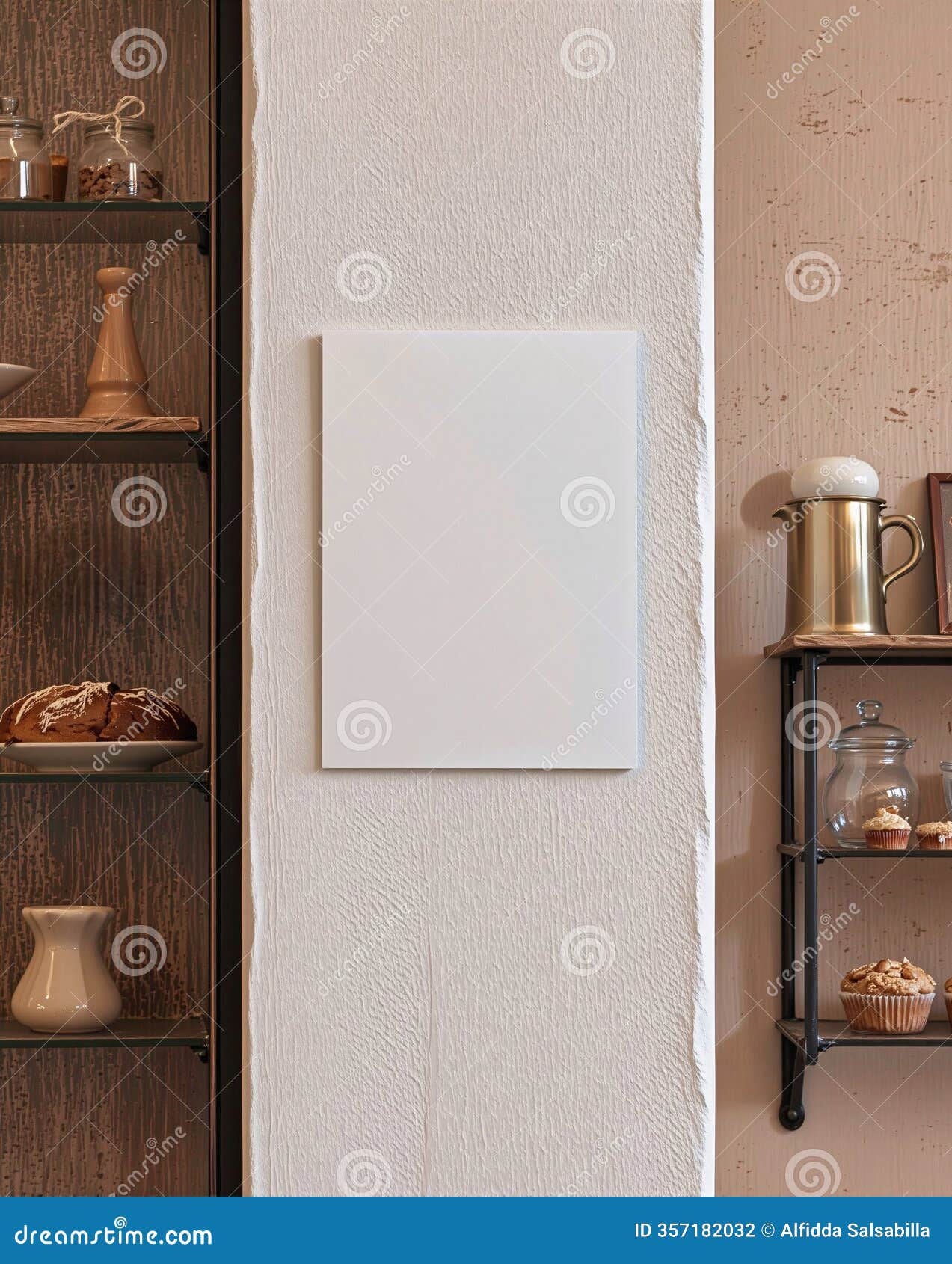 A Blank White Menu Poster Placed on a Soft Pastel-colored Wall Inside a ...