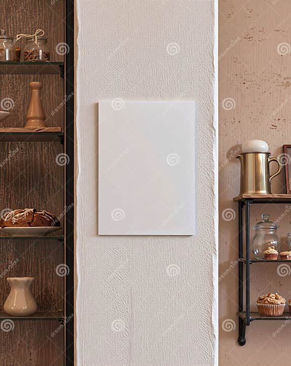 A Blank White Menu Poster Placed on a Soft Pastel-colored Wall Inside a ...