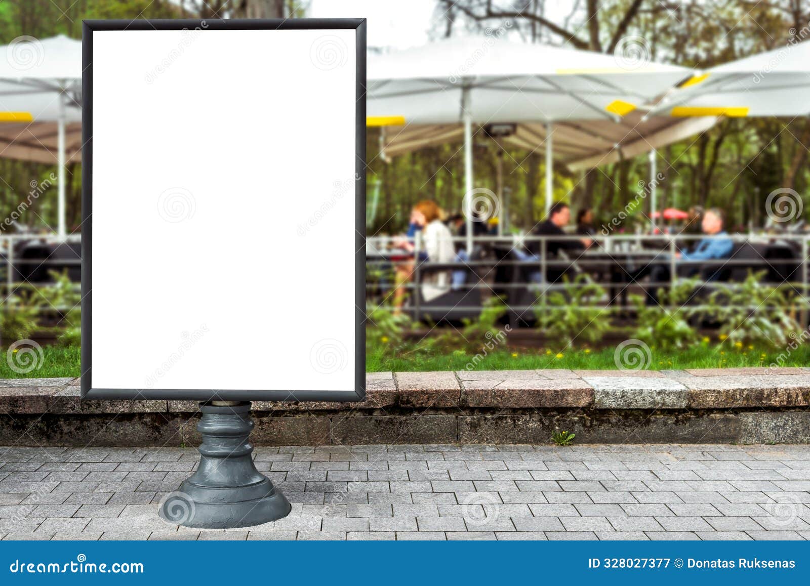 Blank White Mockup of Street Restaurant Vertical Poster Billboard Stock ...