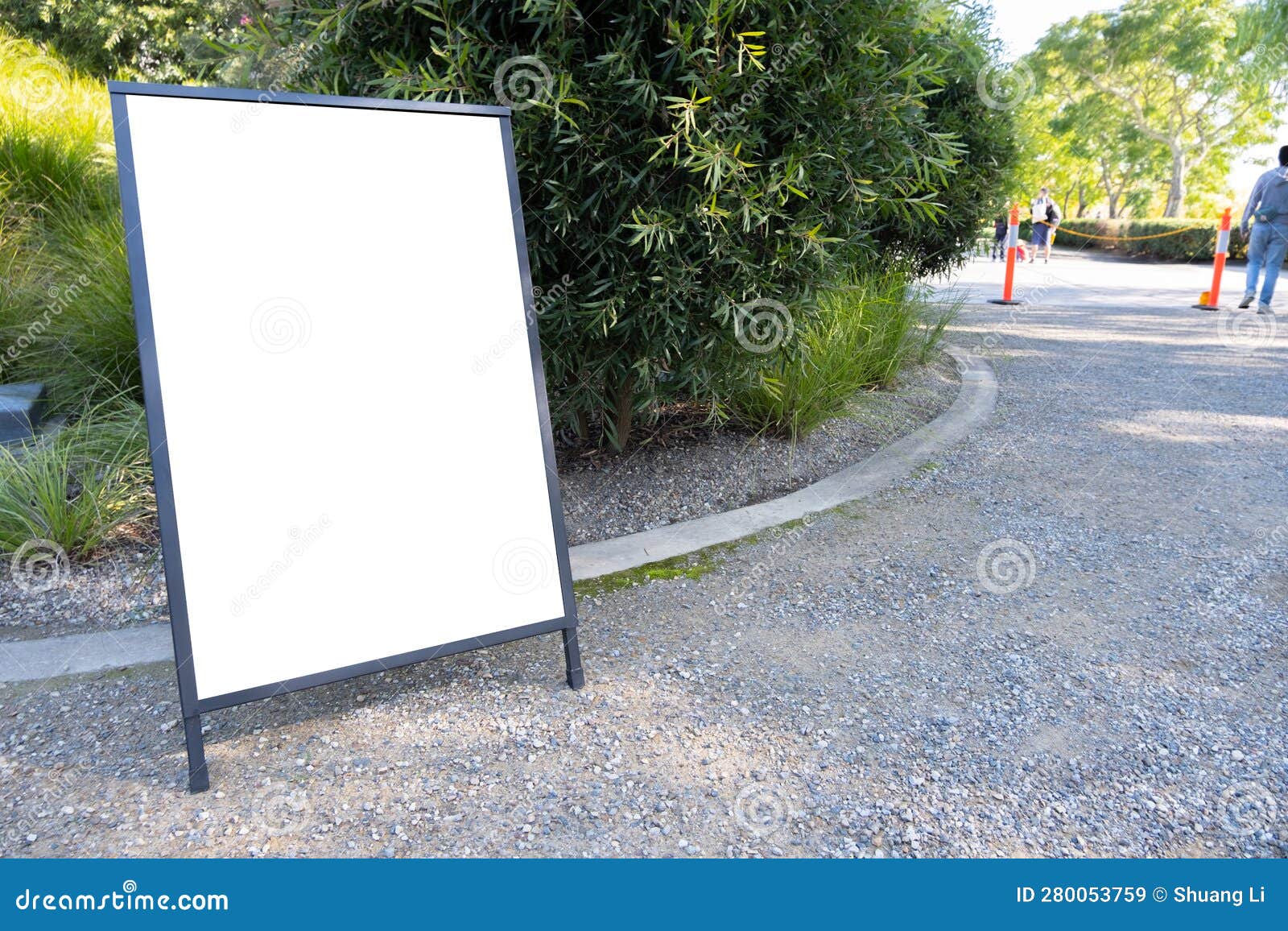 Blank White Mockup Template of a Standing Board on Side of a Path in a ...