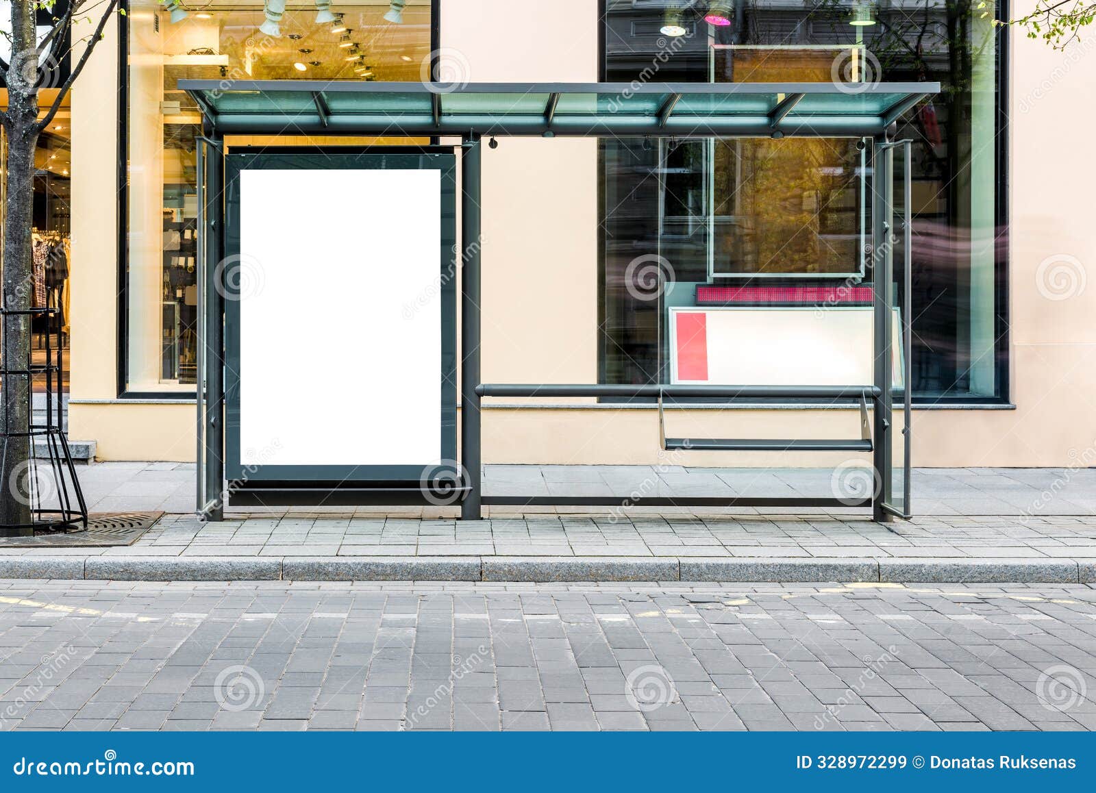 Blank White Mockup of Vertical Poster Light Box in a Bus Stop Stock ...