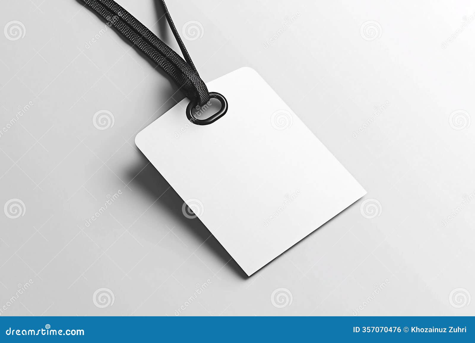 Blank White Name Tag with Black Lanyard on a Clean White Background ...