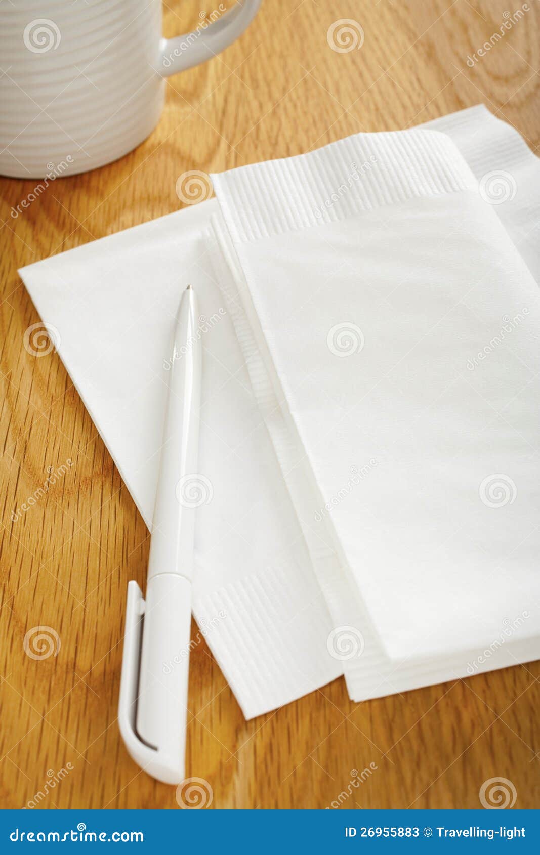 Blank White Napkin or Serviette and Pen Stock Image - Image of desk ...