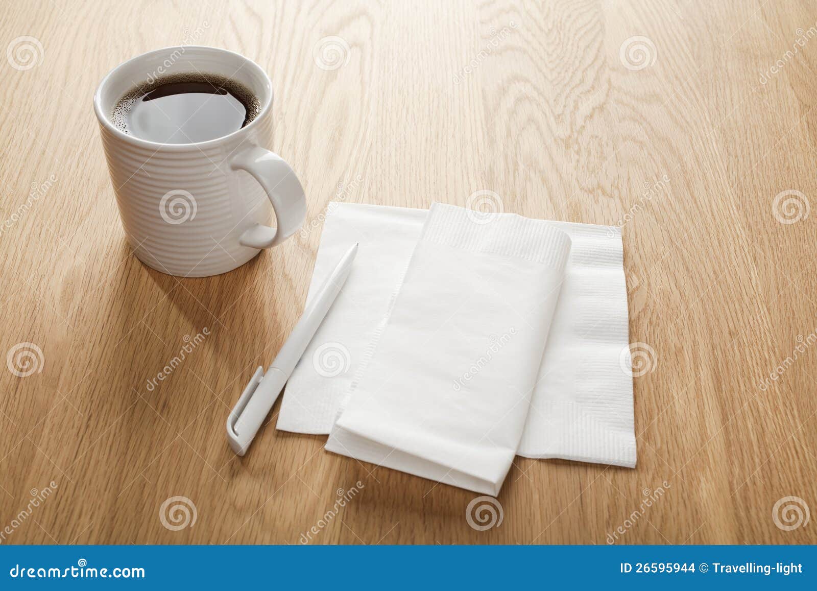 Blank White Napkin or Serviette and Pen and Coffee Stock Photo - Image ...