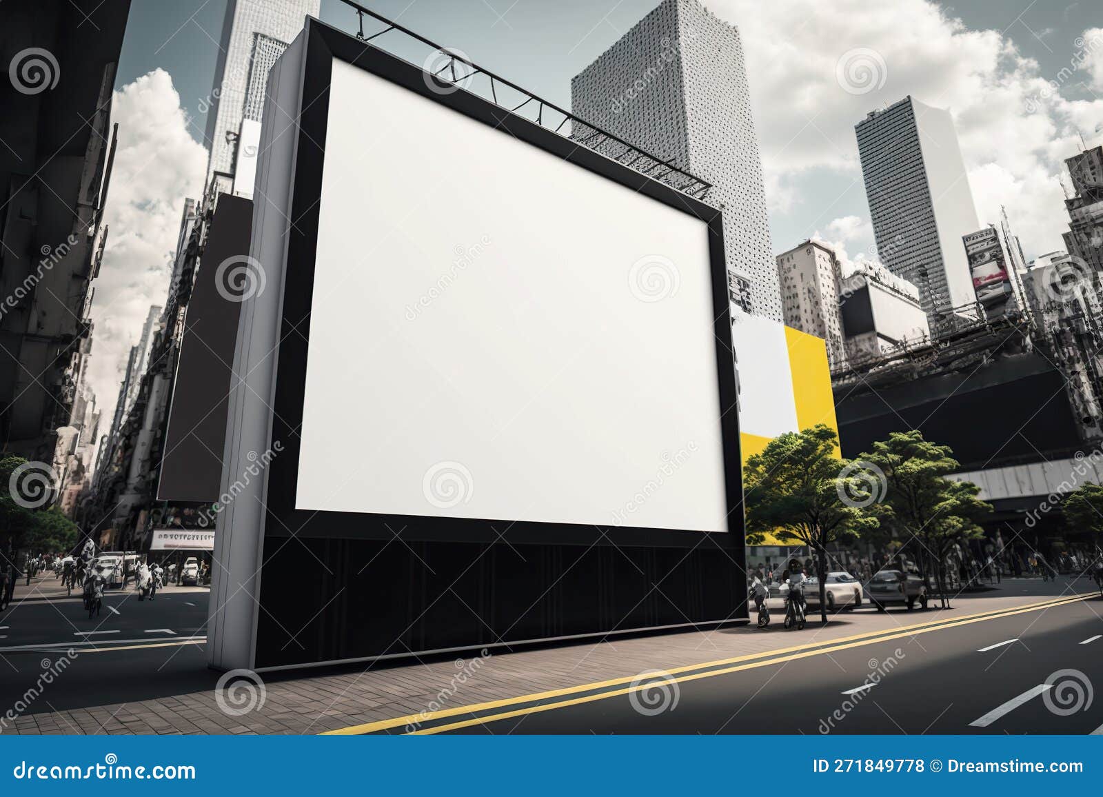 Blank White Neon Box, Billboard Mockup for Creative Display, Generative ...