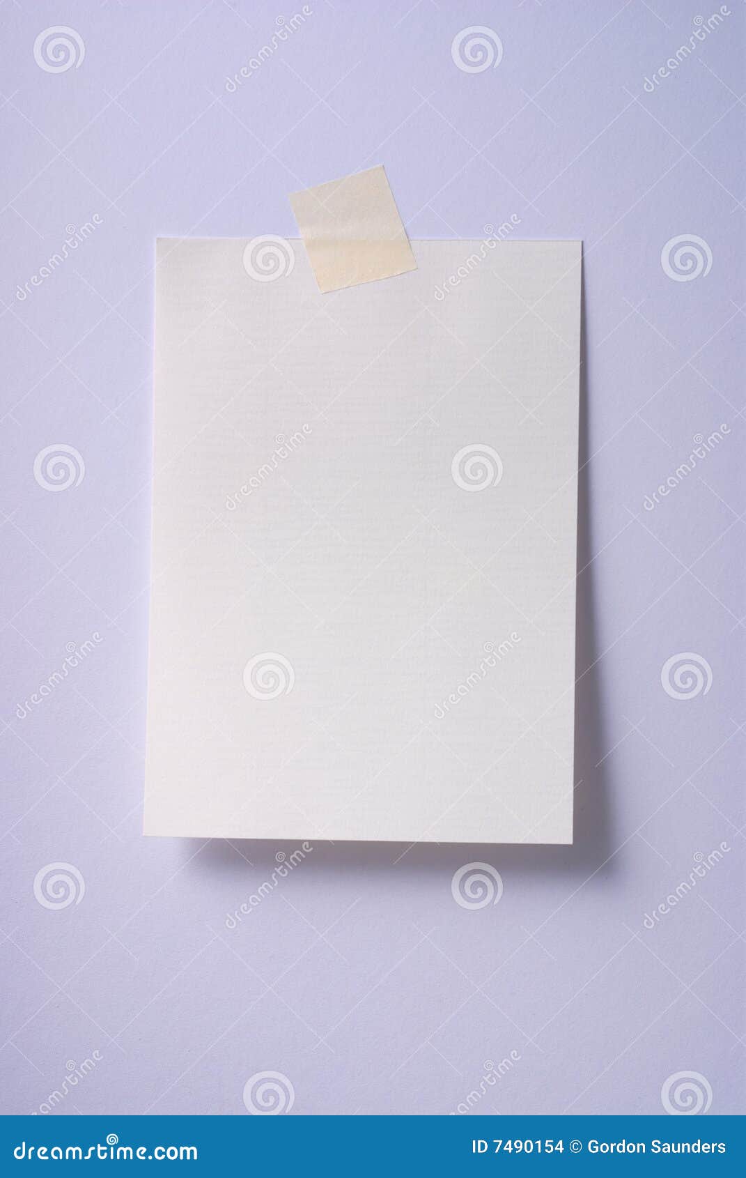 Blank white note on mauve stock photo. Image of front - 7490154