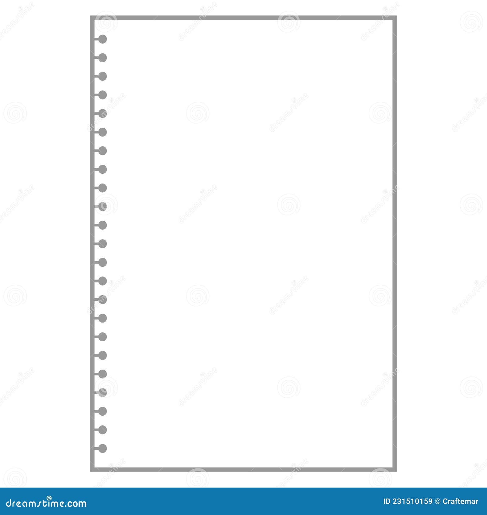 Blank White Notepad Sheet for Notes with Ring Holes Stock Vector ...