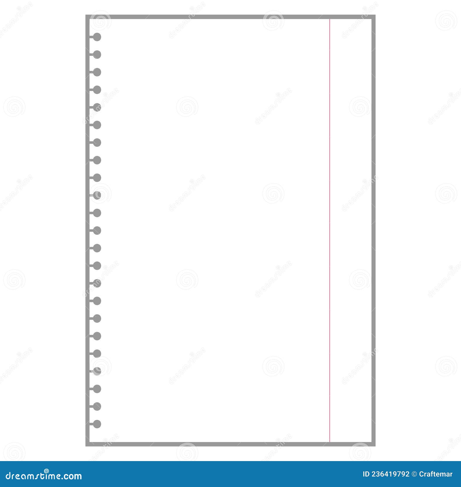 Blank White Notepad Sheet for Notes with Ring Holes Stock Vector ...