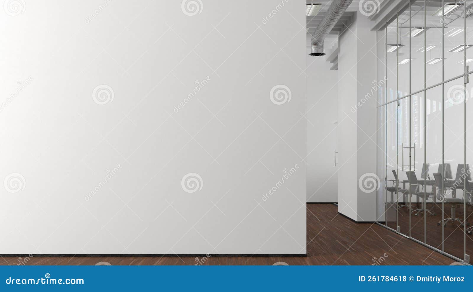 Blank White Office Wall Mock Up in Modern Office Interior Stock ...