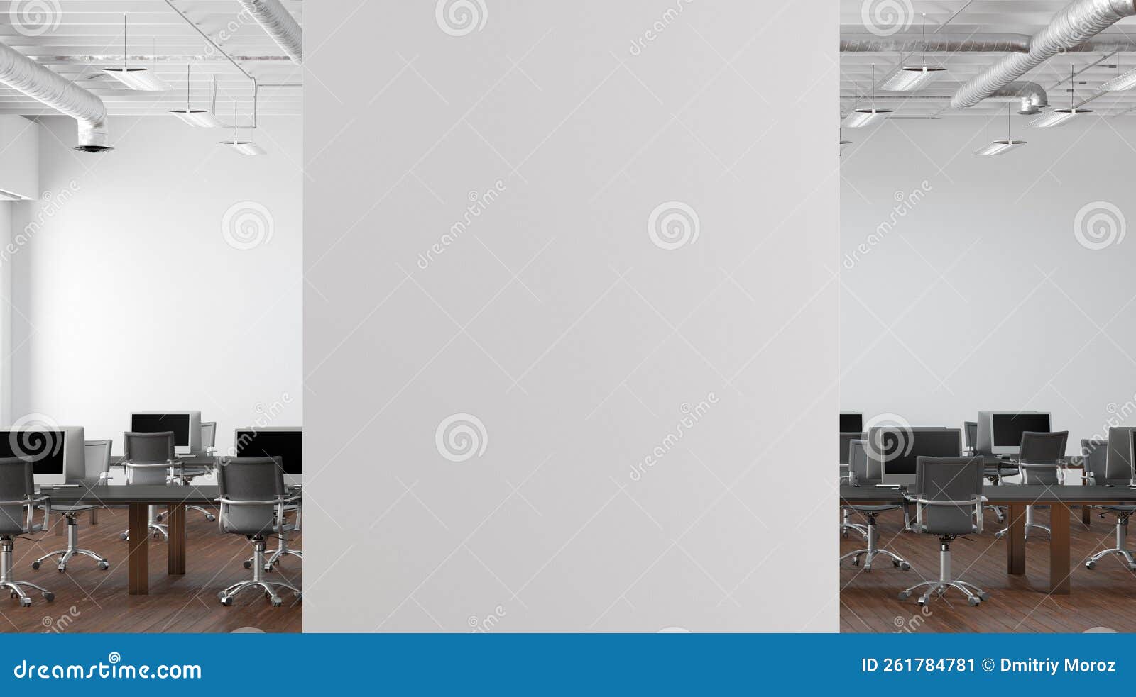 Blank White Office Wall Mock Up in Modern Office Interior Stock ...