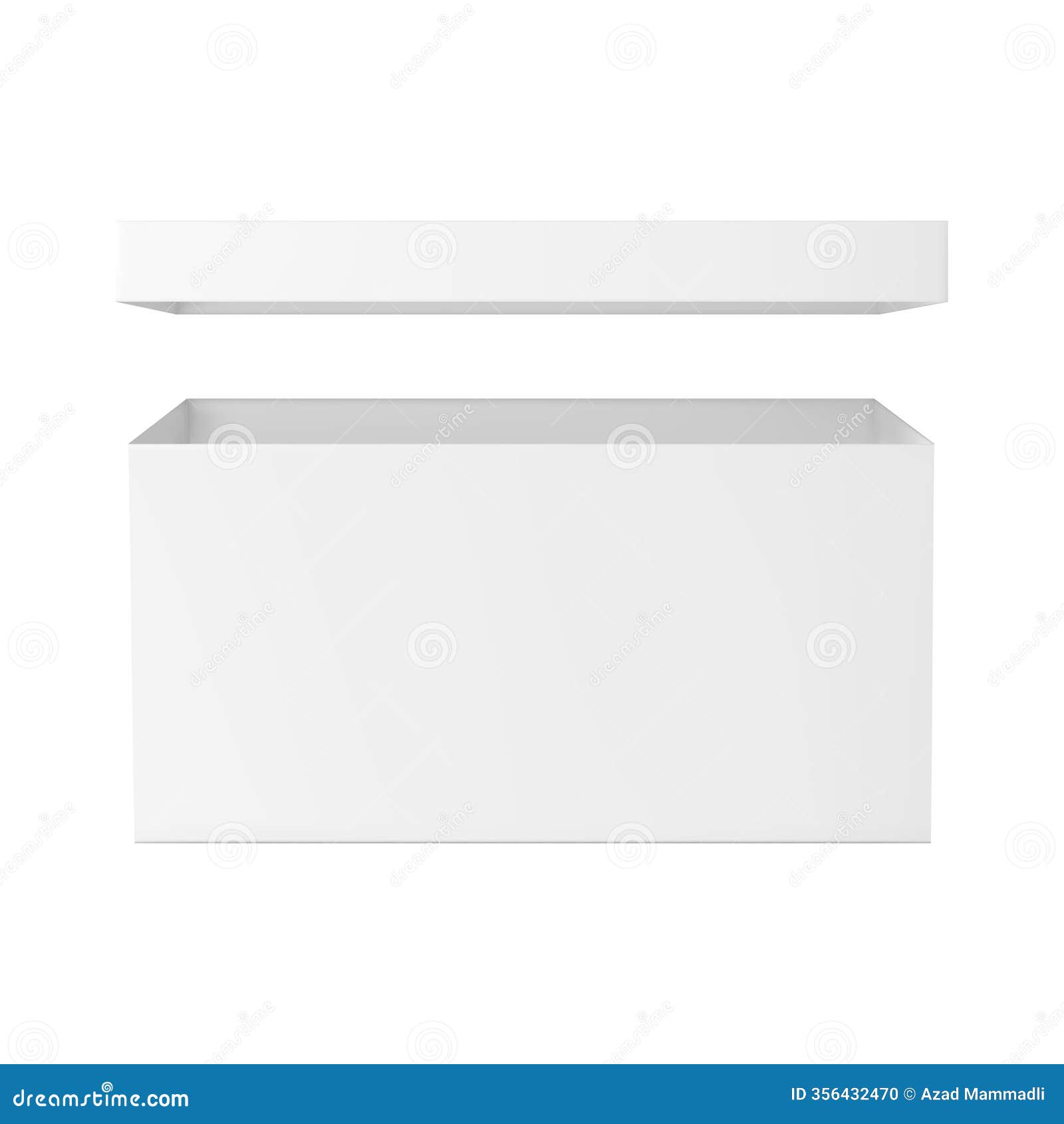 Blank White Open Square Box with Removable Lid for Design Vector Stock ...