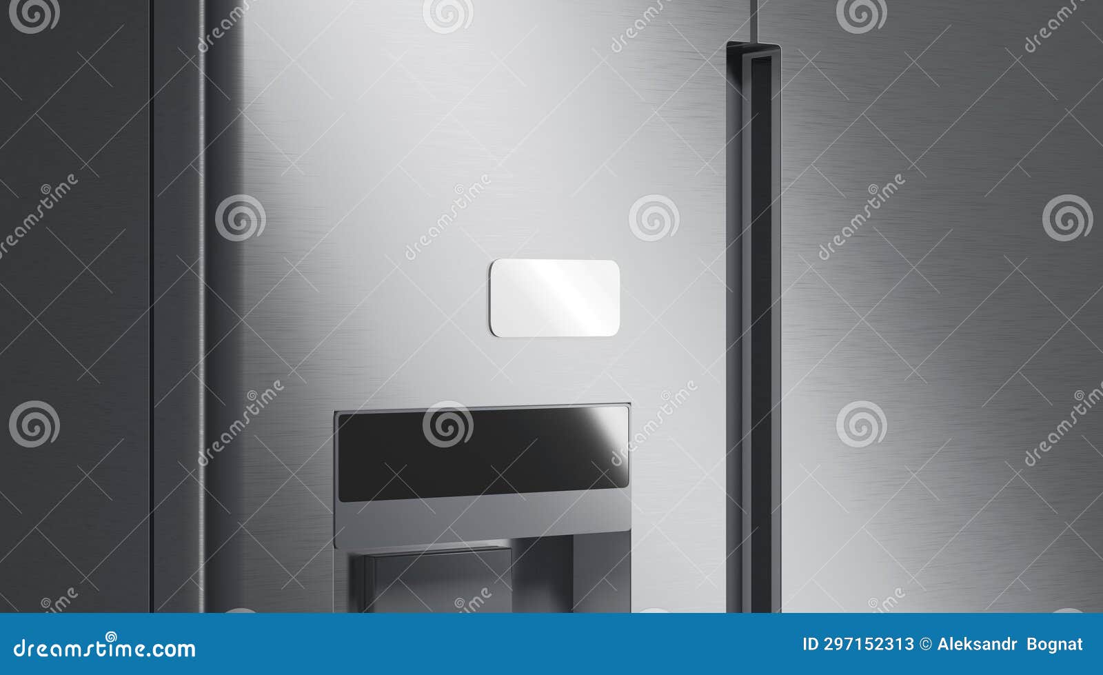 Blank White Rectangle Magnet on Fridge Mockup, Side View Stock ...