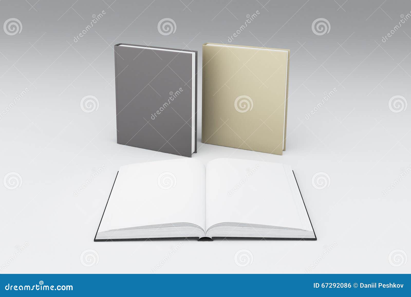 Blank White Pages of Opened Book in Front Two Others Stock Illustration ...