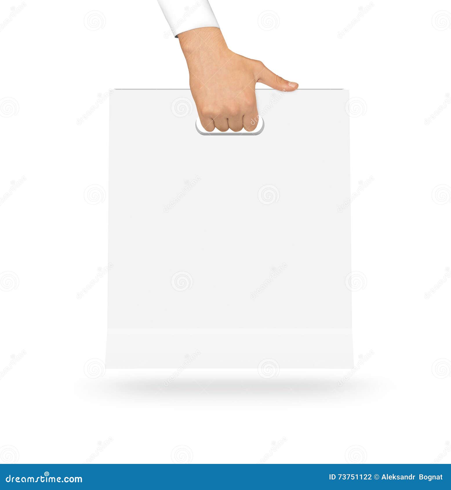 Blank White Paper Bag Mock Up Holding in Hand. Empty Plastic Pac Stock ...