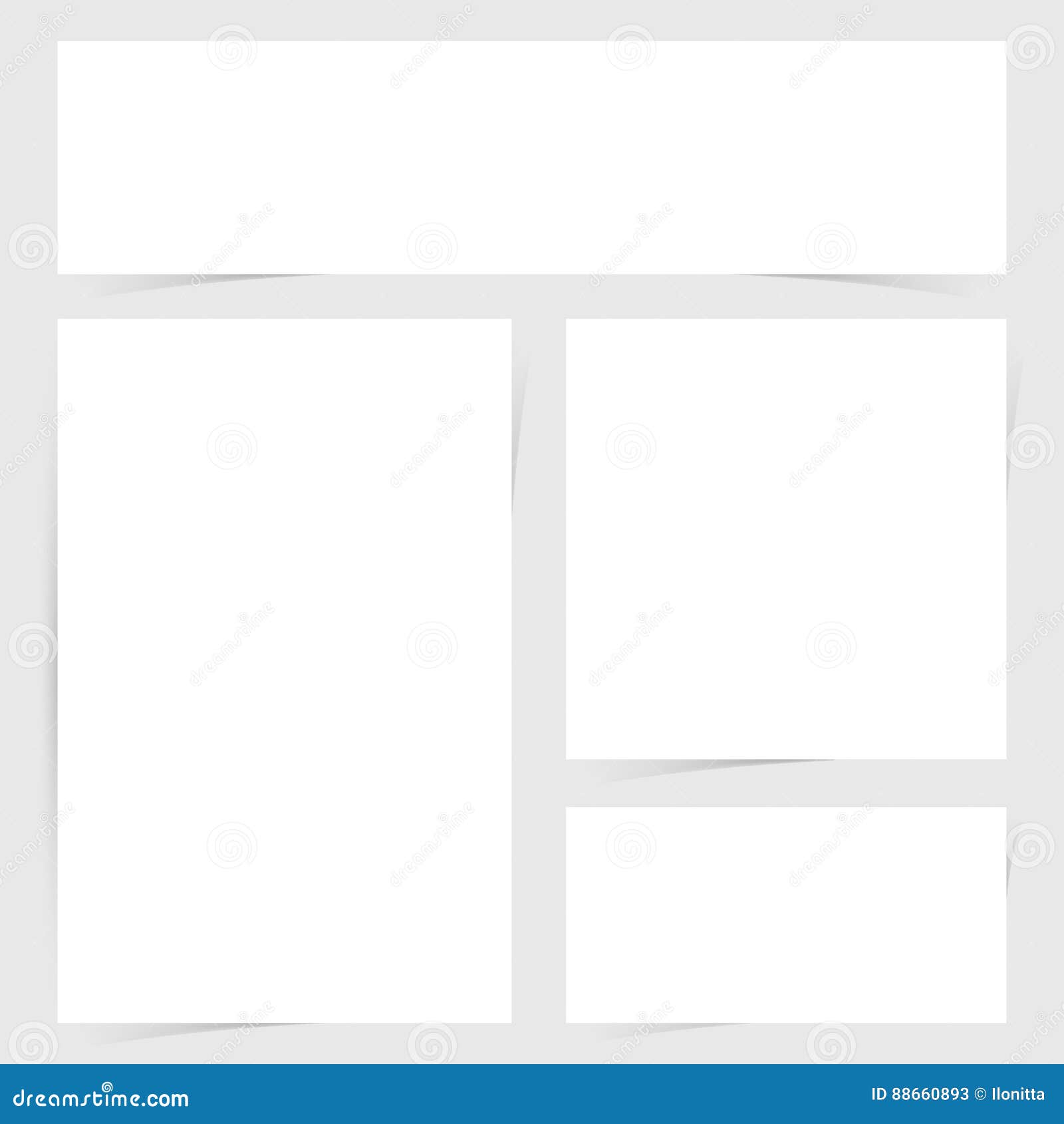 Blank White Paper Banner Sheets with Shadow Effects. Vector Templates ...