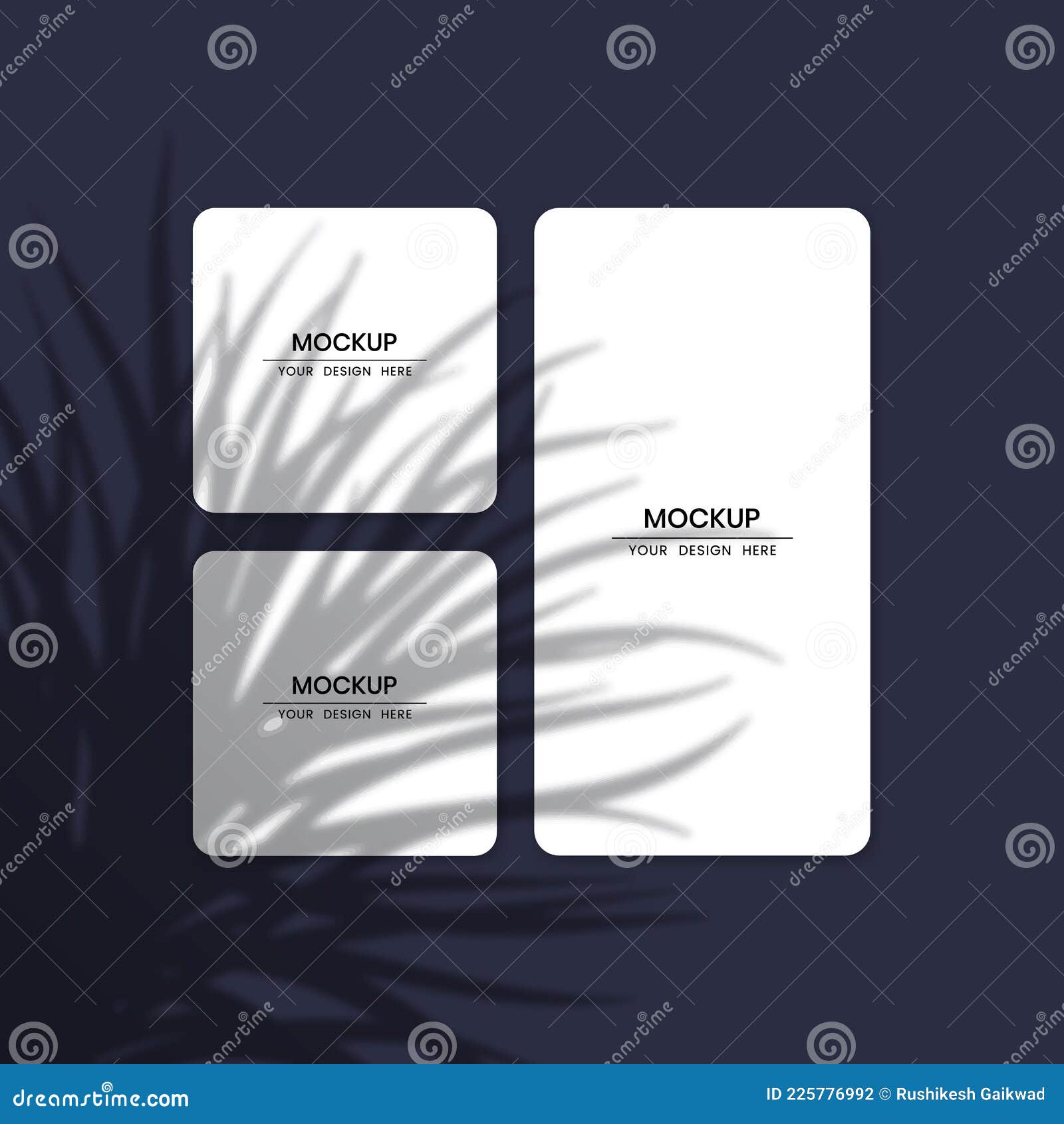 Blank White Paper Cards Mockup with Shadow Overlay Effect Stock Vector ...