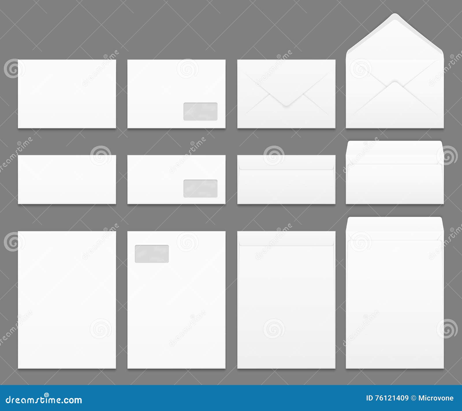 DL Envelopes Vector Realistic Mockup Template. Isolated On Transparent ...
