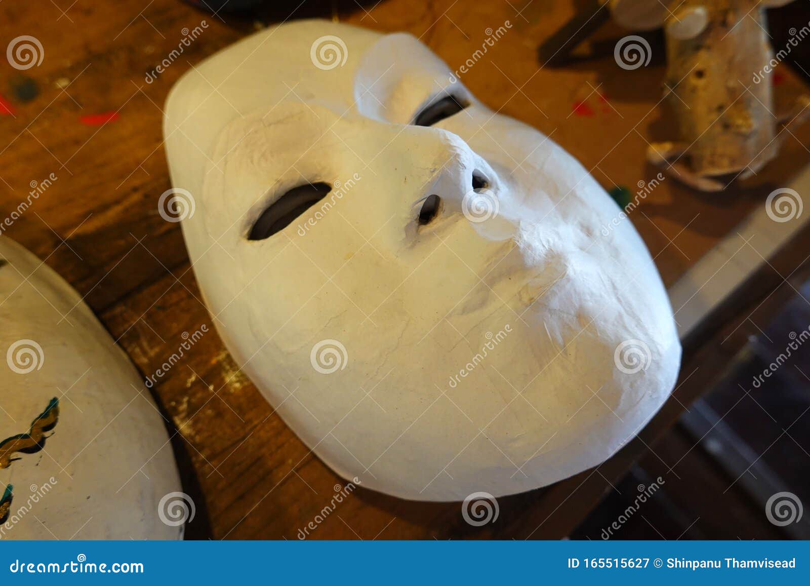 Blank White Paper Mask Faces Templates for Painted Masks. Stock Image ...
