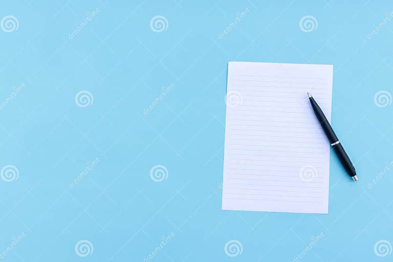 Blank White Paper and Pen Isolated on Blue Background Stock Image ... Blank White Paper and Pen Isolated on Blue Background Stock Image ...