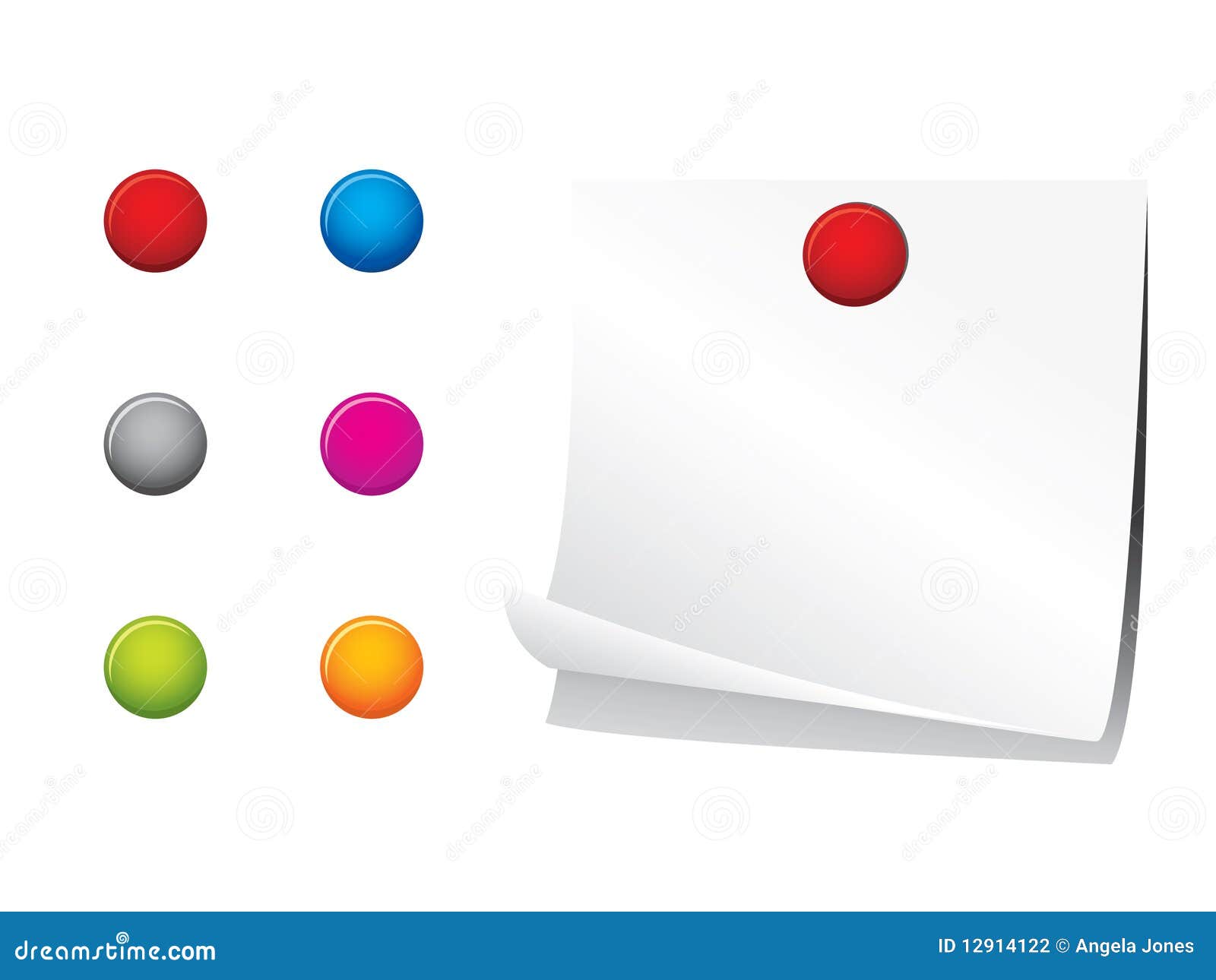 Blank white paper and pins stock vector. Illustration of memo - 12914122