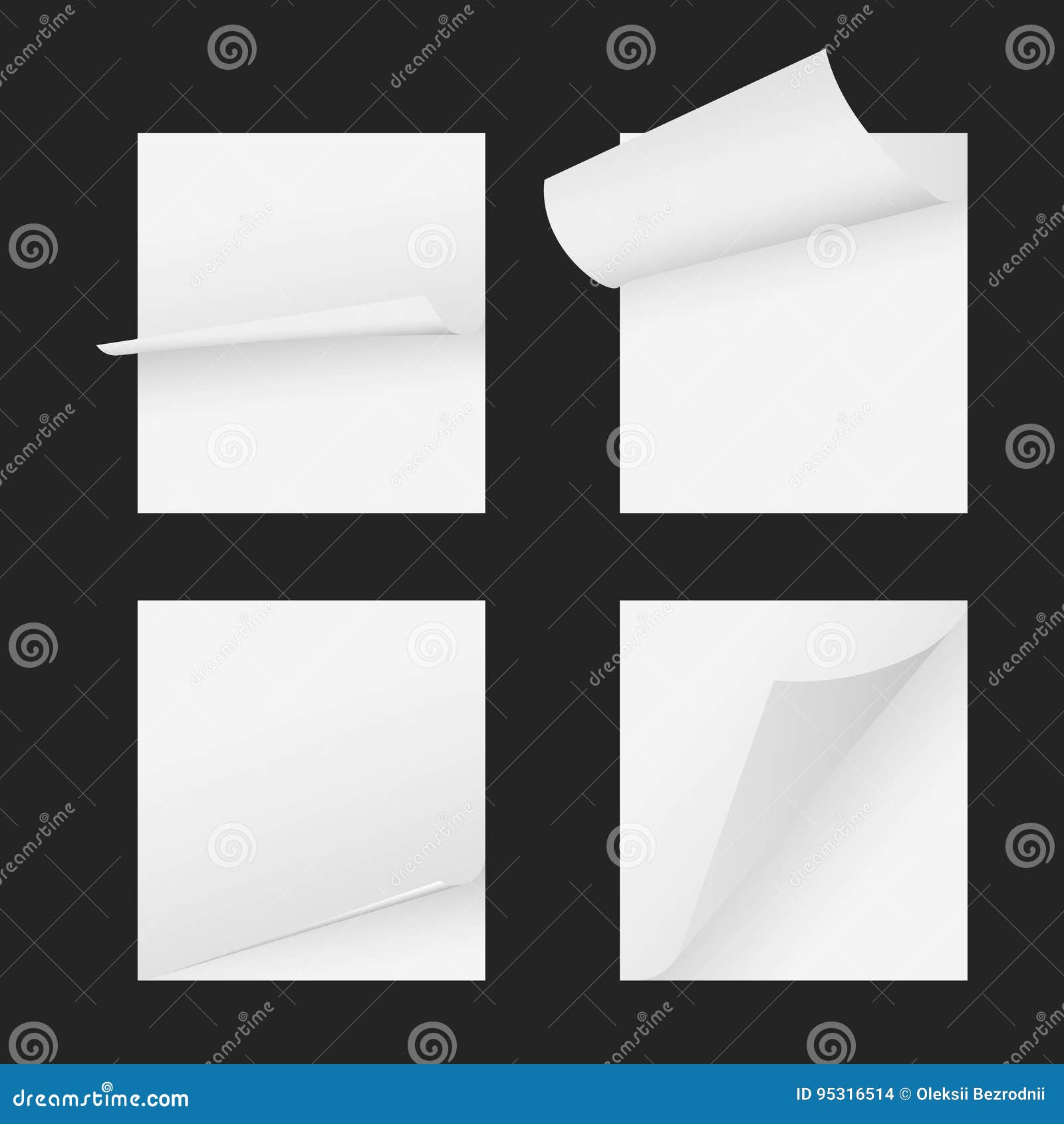 Blank White Paper Sheet with Page Curl Vector Stock Vector ...