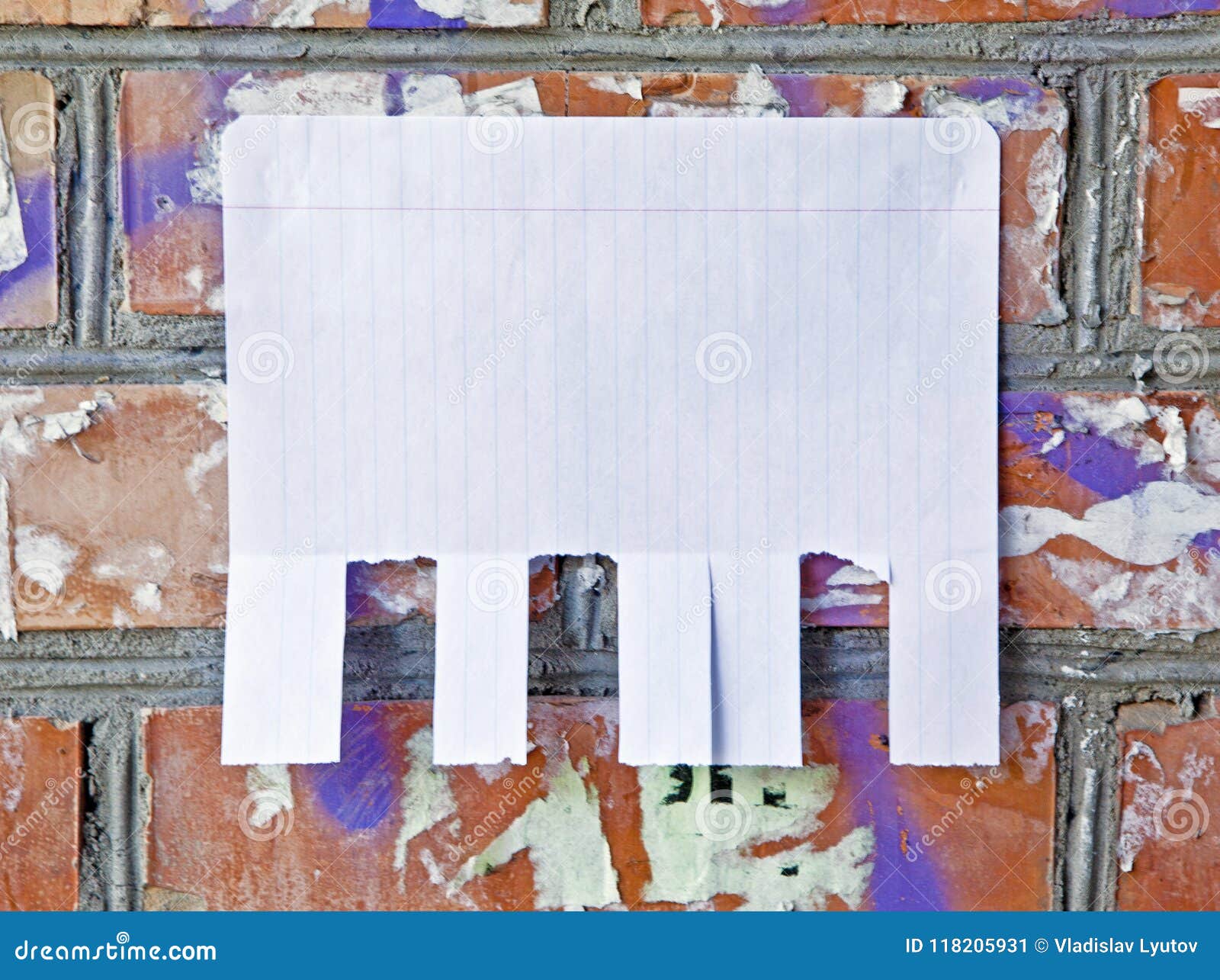 Blank White Paper with Tear Off Tabs. Stock Image - Image of notice ...