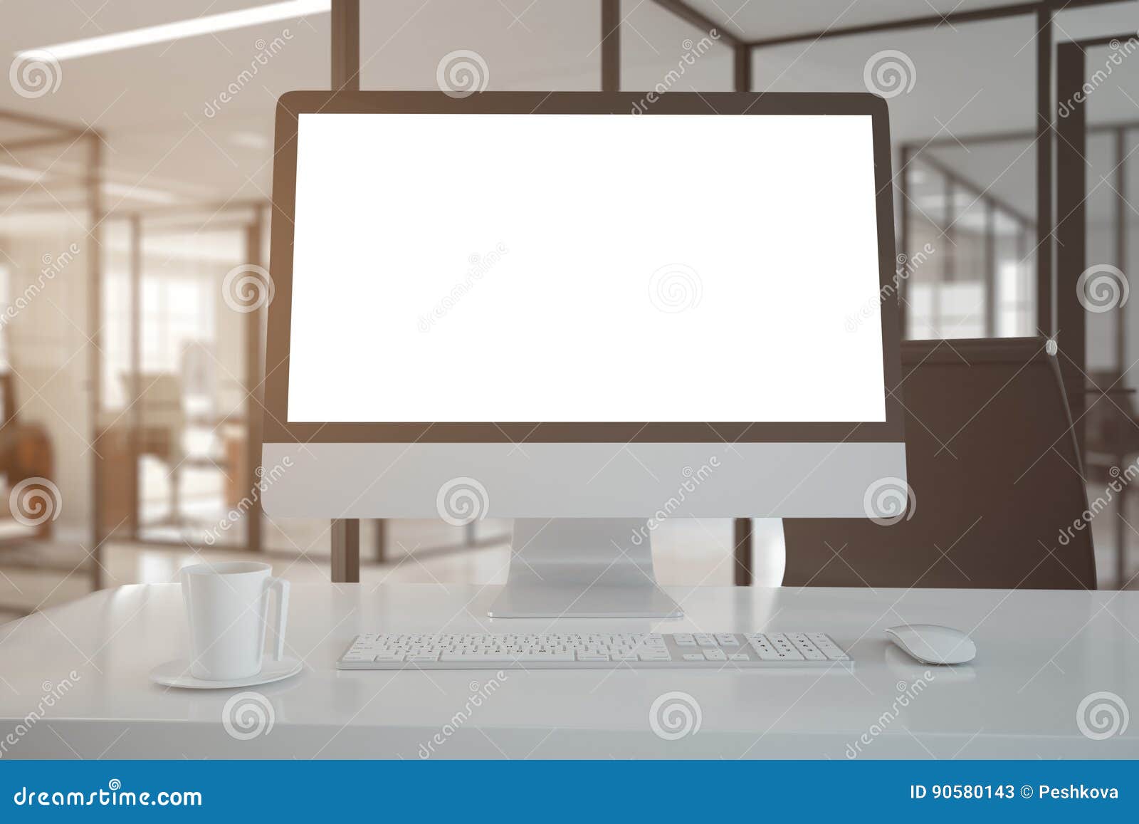 Blank white pc closeup stock illustration. Illustration of interior ...