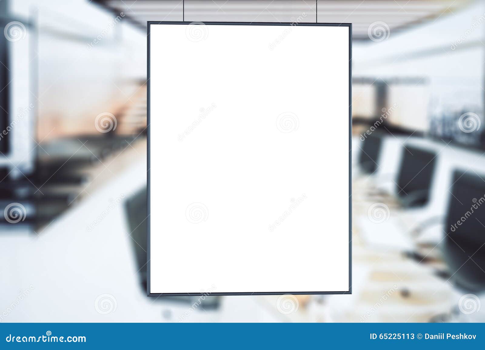 Blank White Picture Frame at Conference Room Background Stock Image ...