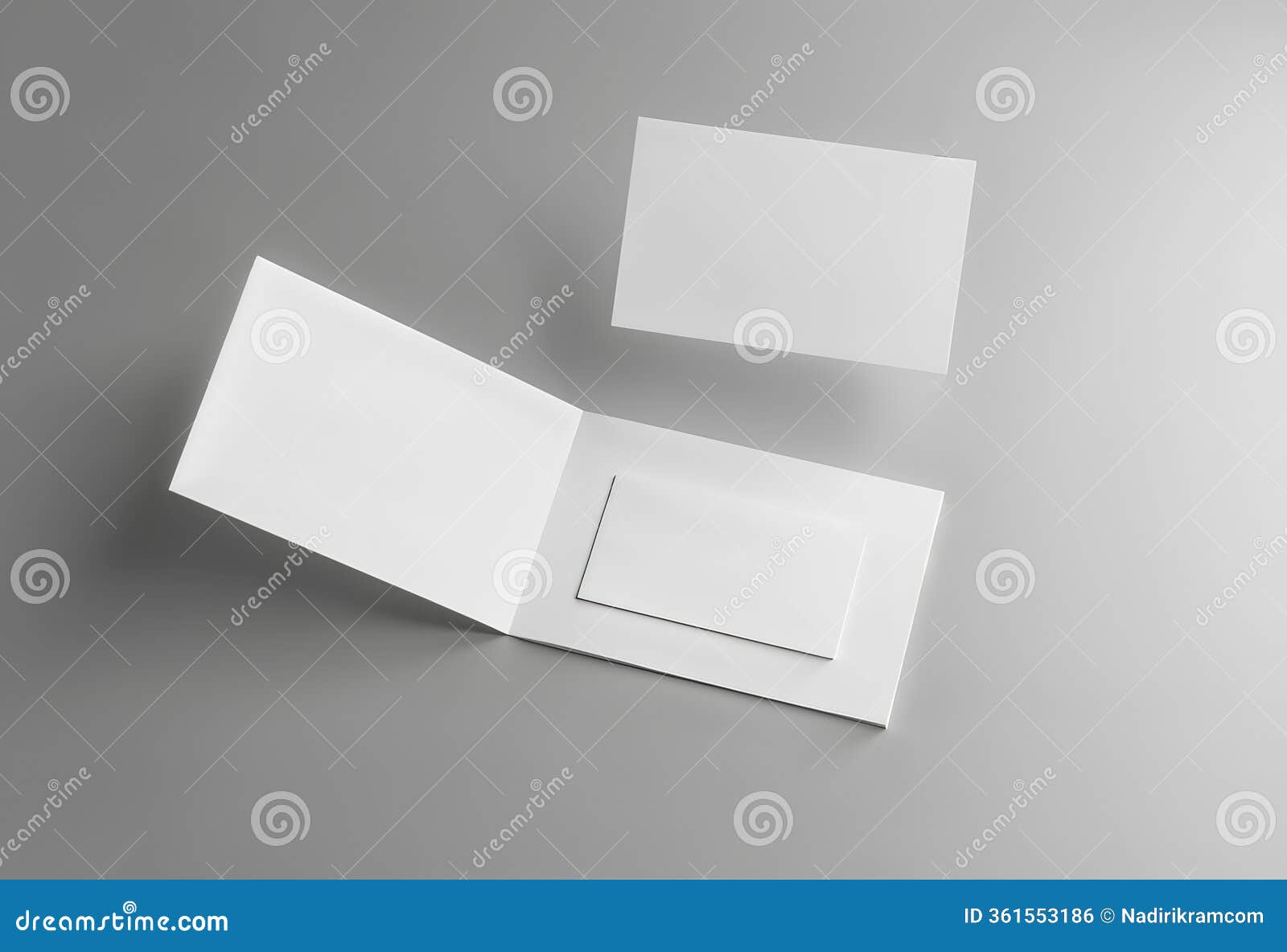 Blank White Plastic Card Mockup Inside Paper Booklet Holder, 3d ...