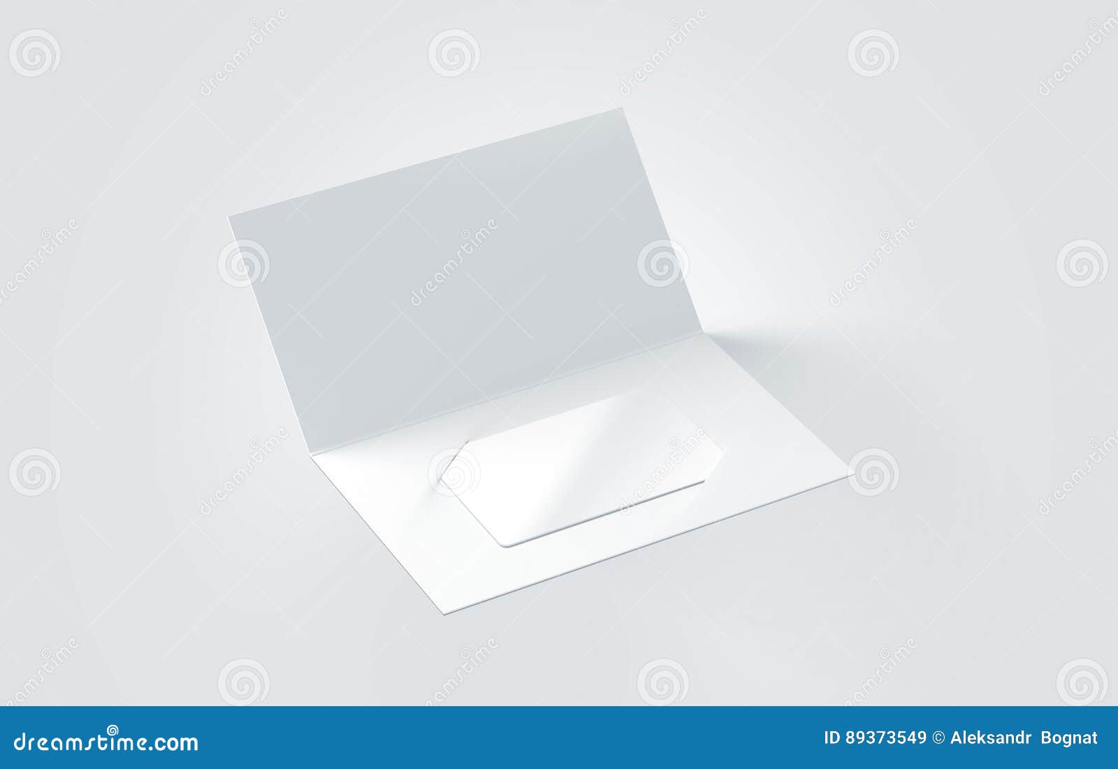 Blank White Plastic Card Mockup Inside Paper Booklet Holder Stock Image ...