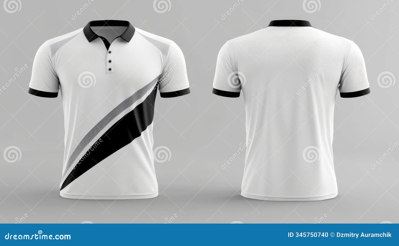 Blank White Polo Tshirt Template for Men Front View Render in 3D Stock ...