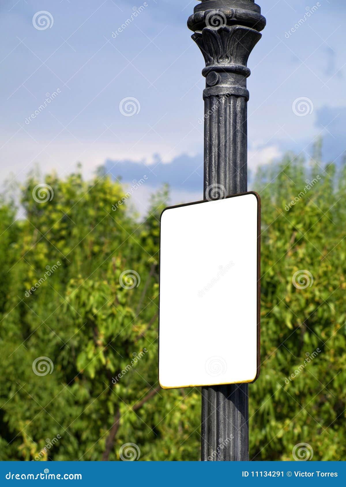 Blank white post stock image. Image of plate, trees, information - 11134291