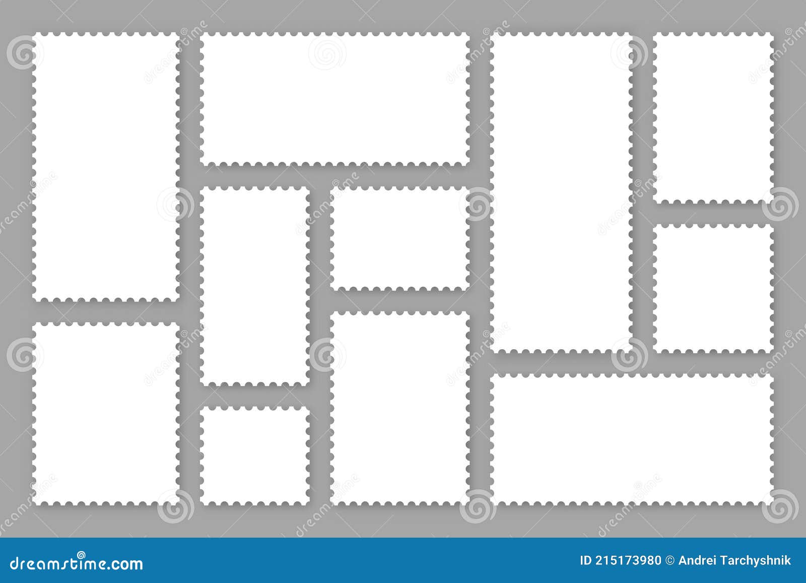 Blank White Postage Stamps Collection. Sticky Paper Stamp. Vector ...