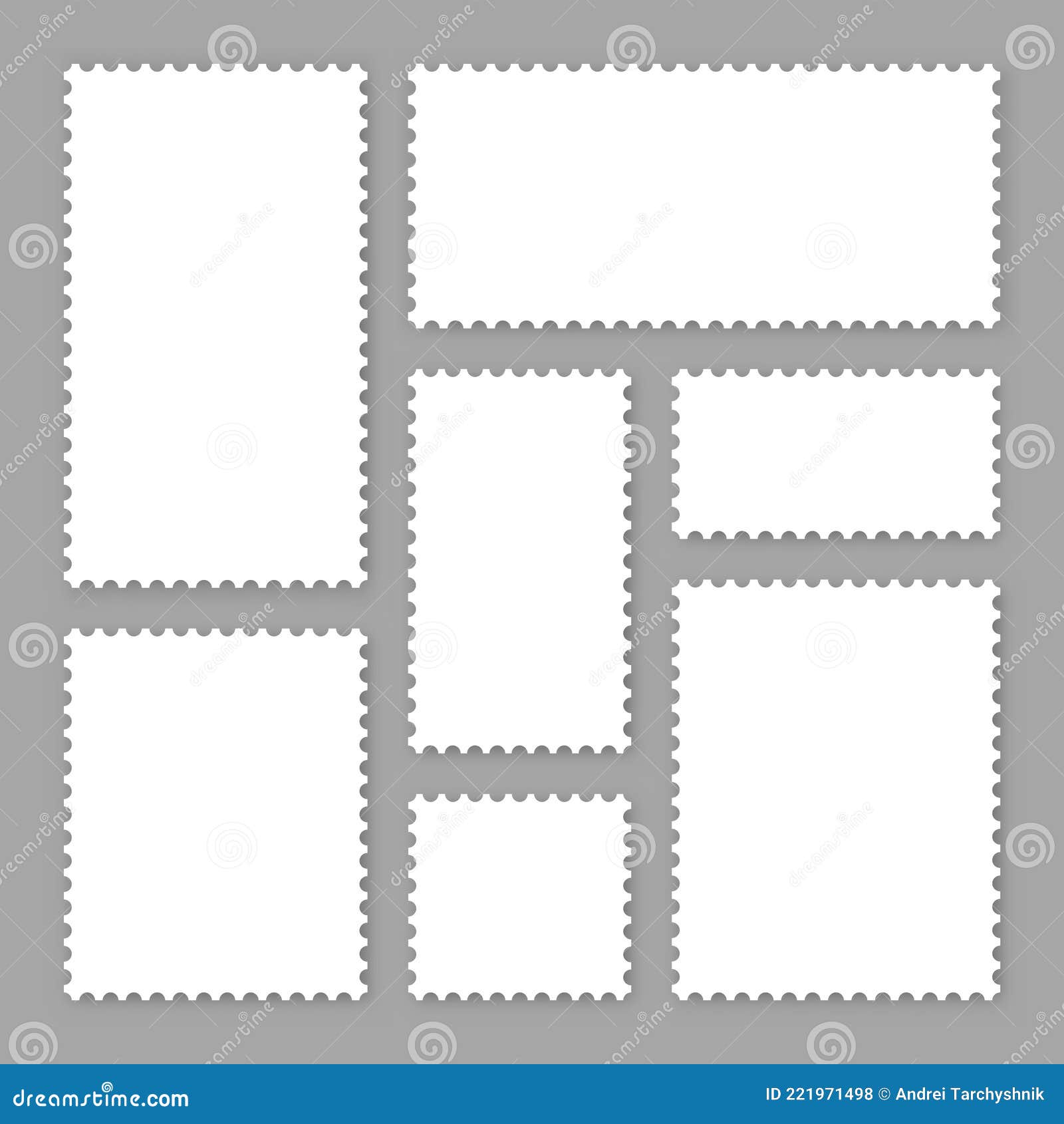 Blank White Postage Stamps Collection. Sticky Paper Stamp. Vector ...