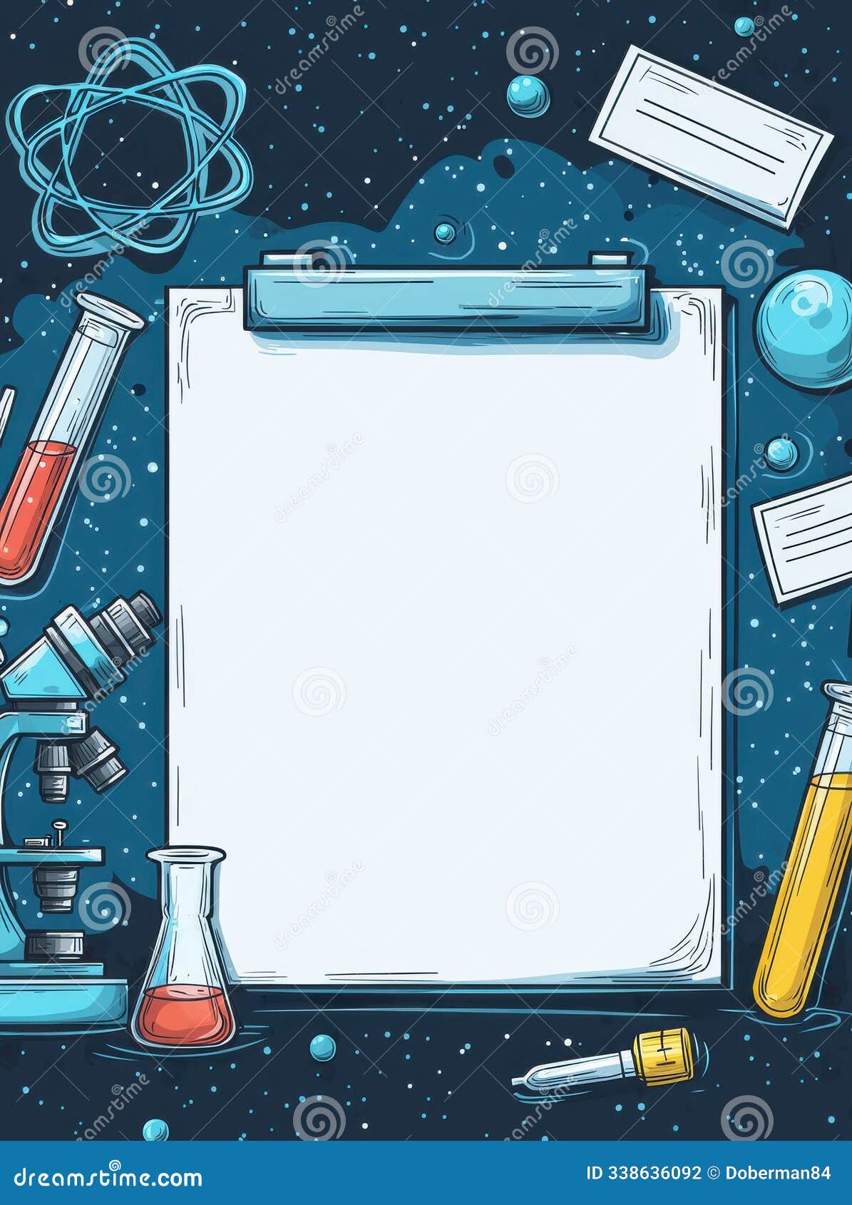 Blank White Poster with Science-themed Border Featuring Test Tubes ...