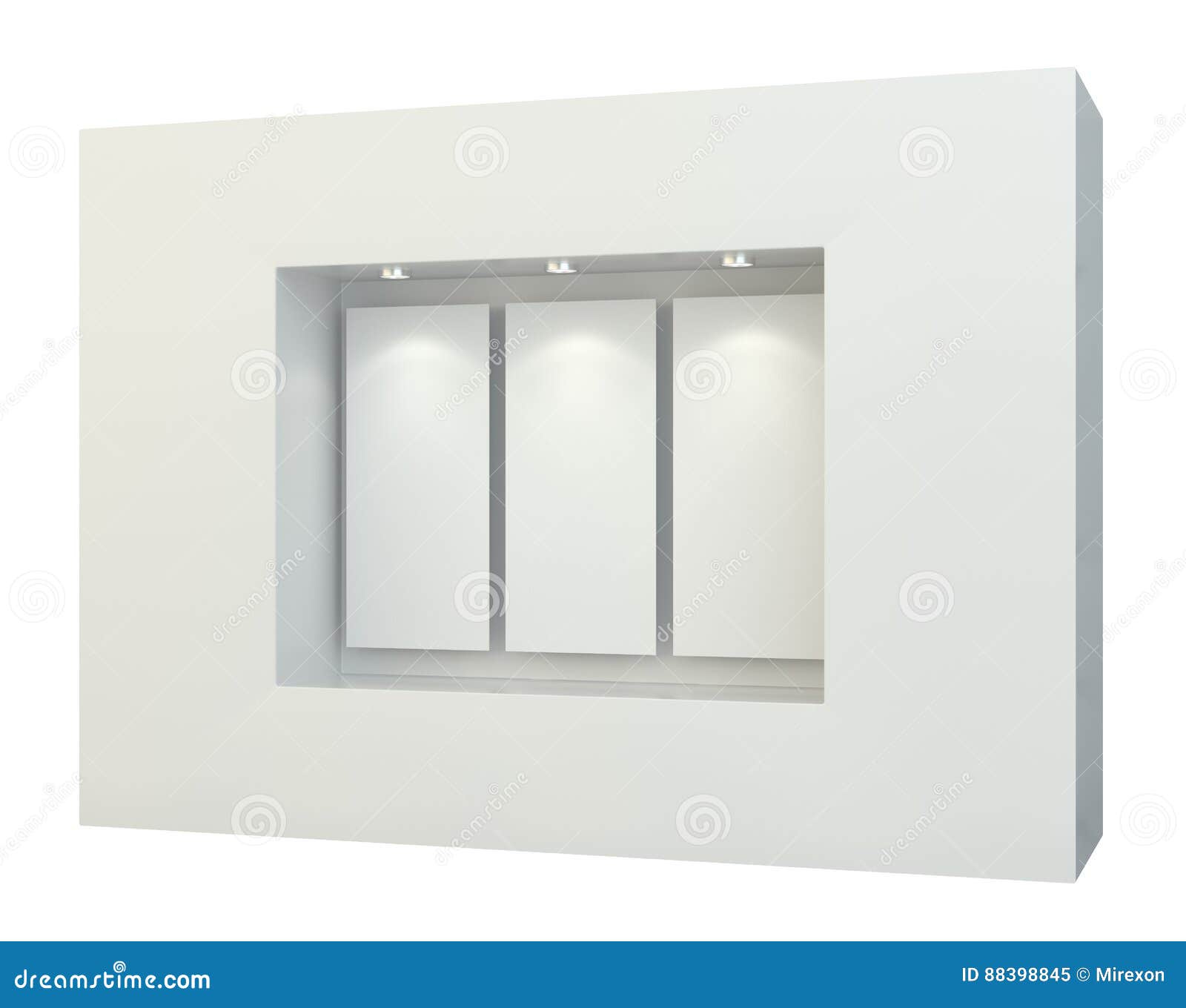 Blank White Posters in Showcase Window Stock Image - Image of blank ...