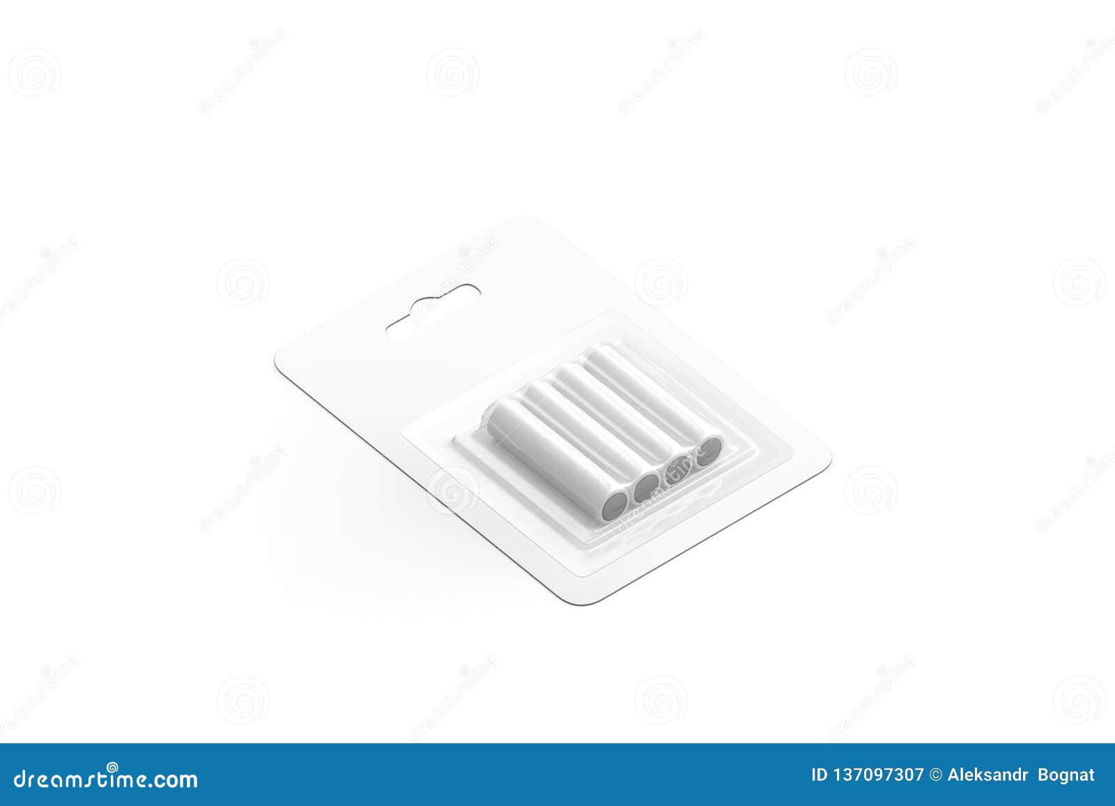 Blank White Power Battery in Pack Mockup, Isolated Stock Illustration ...