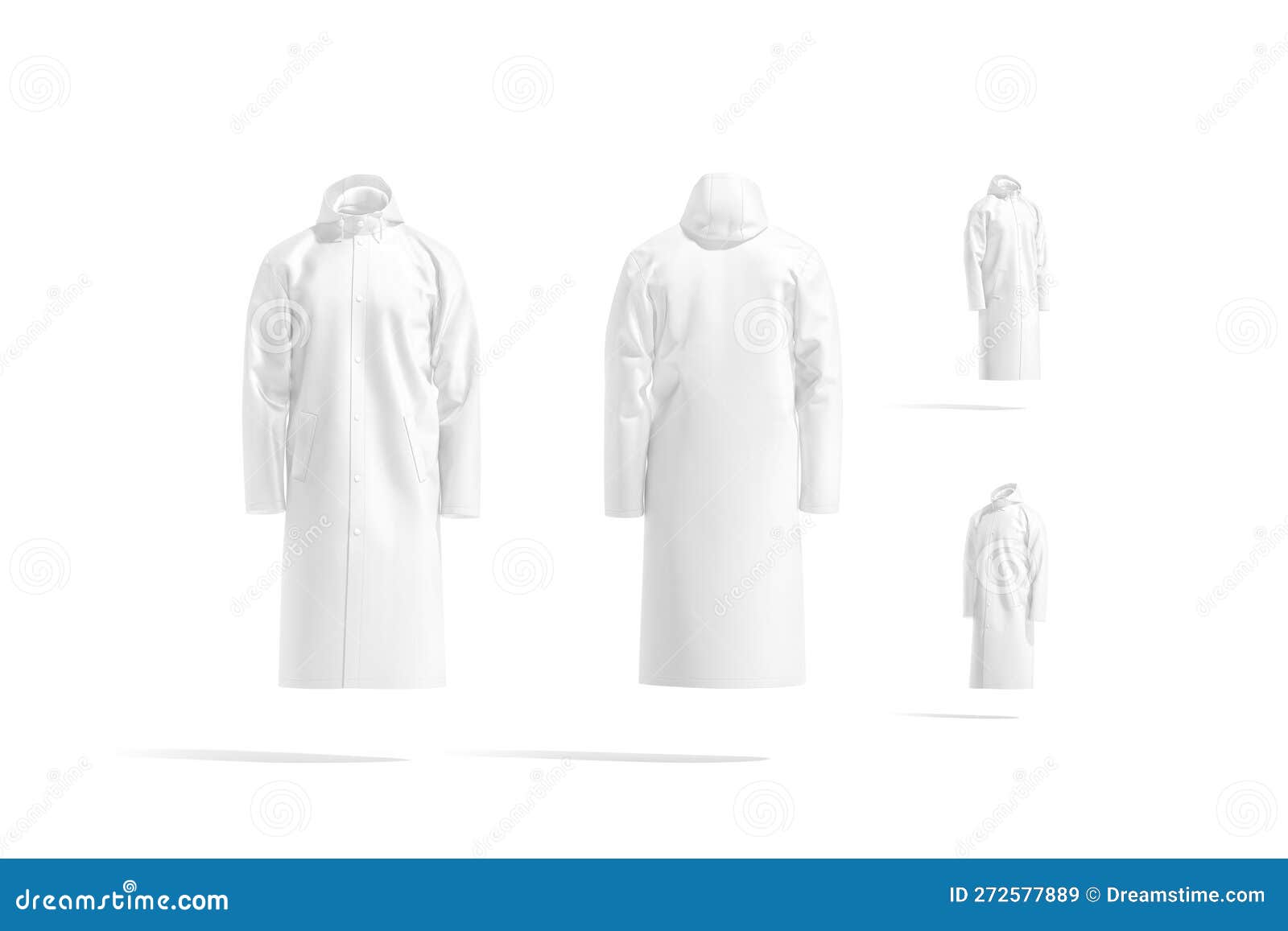 Blank White Protective Raincoat Mockup, Different Views Stock ...