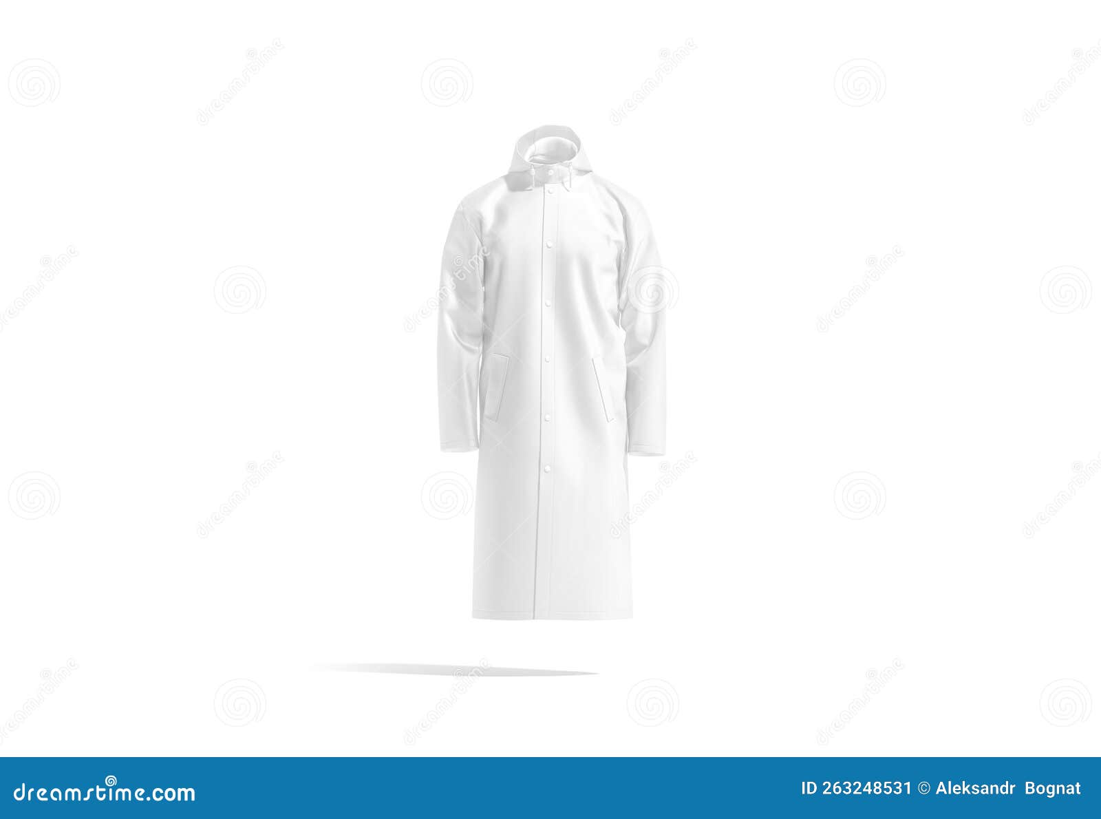Blank White Protective Raincoat Mockup, Front View Stock Illustration ...