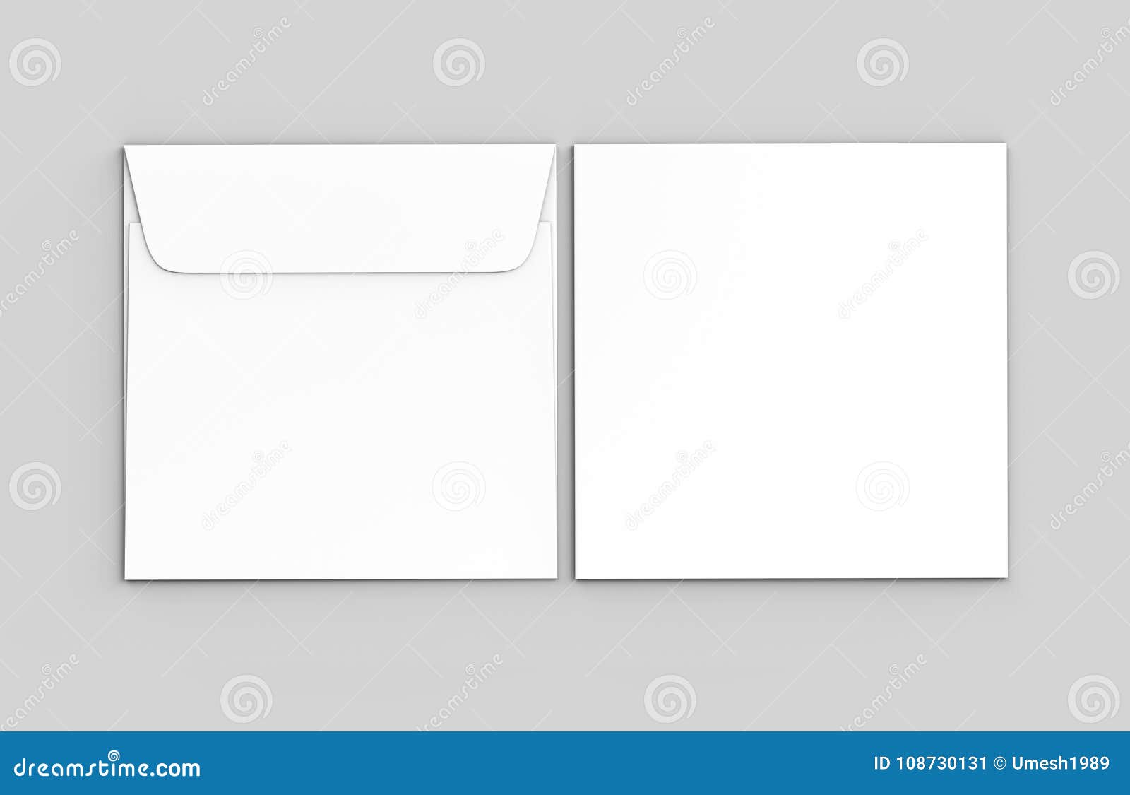 Blank White Realistic Square Straight Flap Envelopes Mock Up. 3d ...