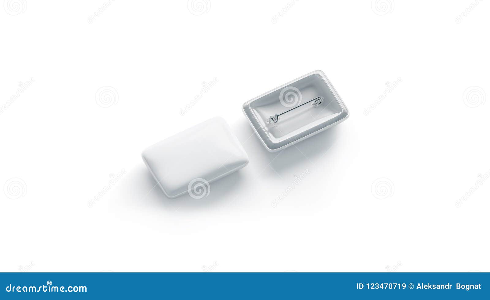 Blank White Rectangular Badge Mockup, Front And Back Side, Isolated ...