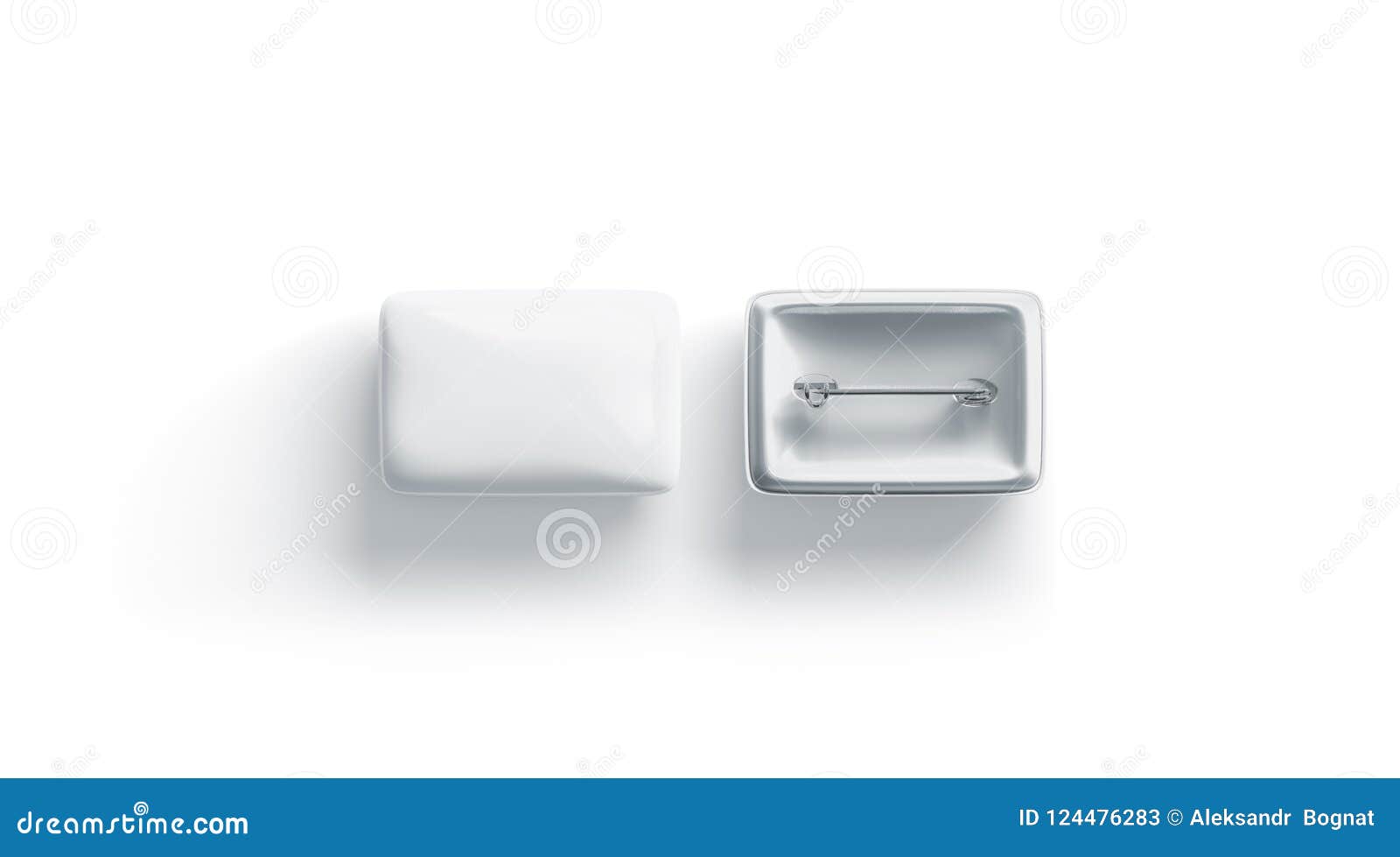 Blank White Rectangular Badge Mockup, Front And Back Side, Isolated ...