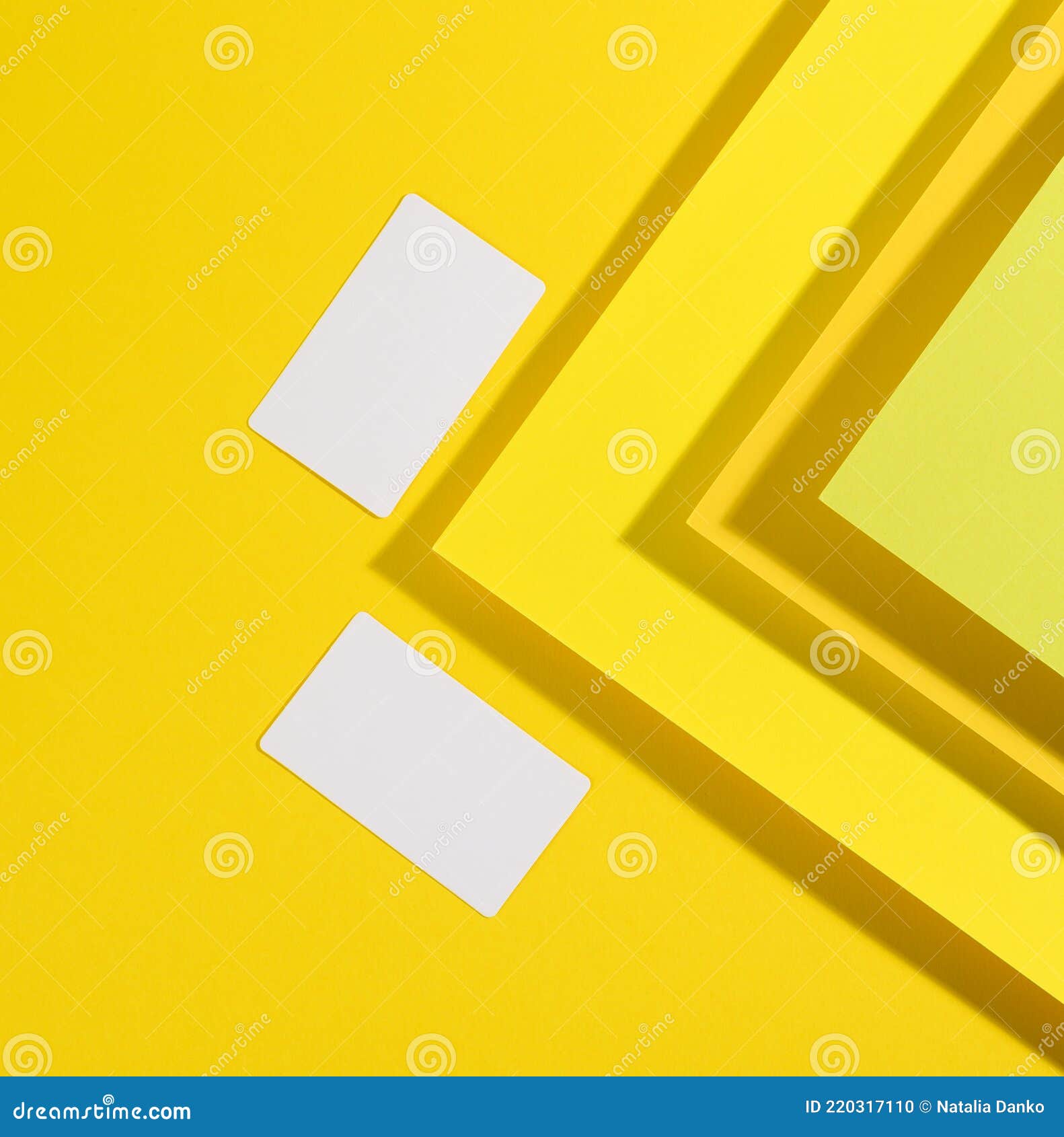 Blank White Rectangular Business Card on Creative Yellow Background ...