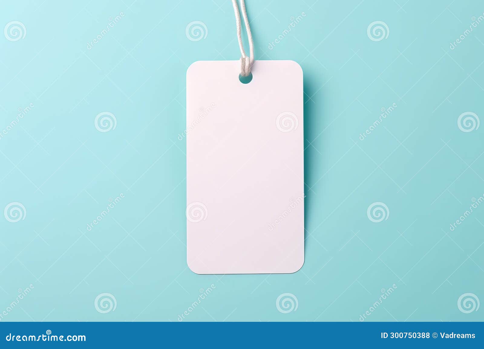 Blank White Rectangular Label Tag on Light Blue Background. Price Tag ...