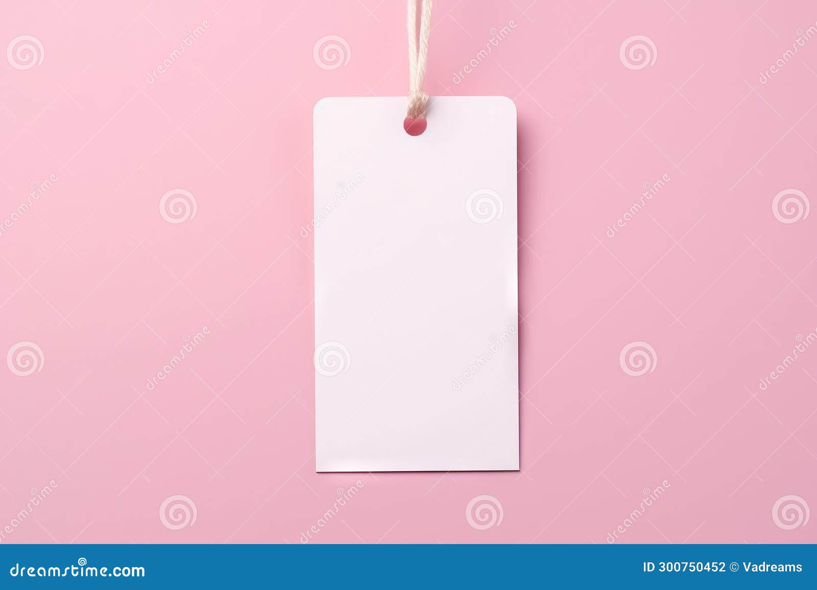 Blank White Rectangular Label Tag on Pastel Pink Background. Price Tag ...
