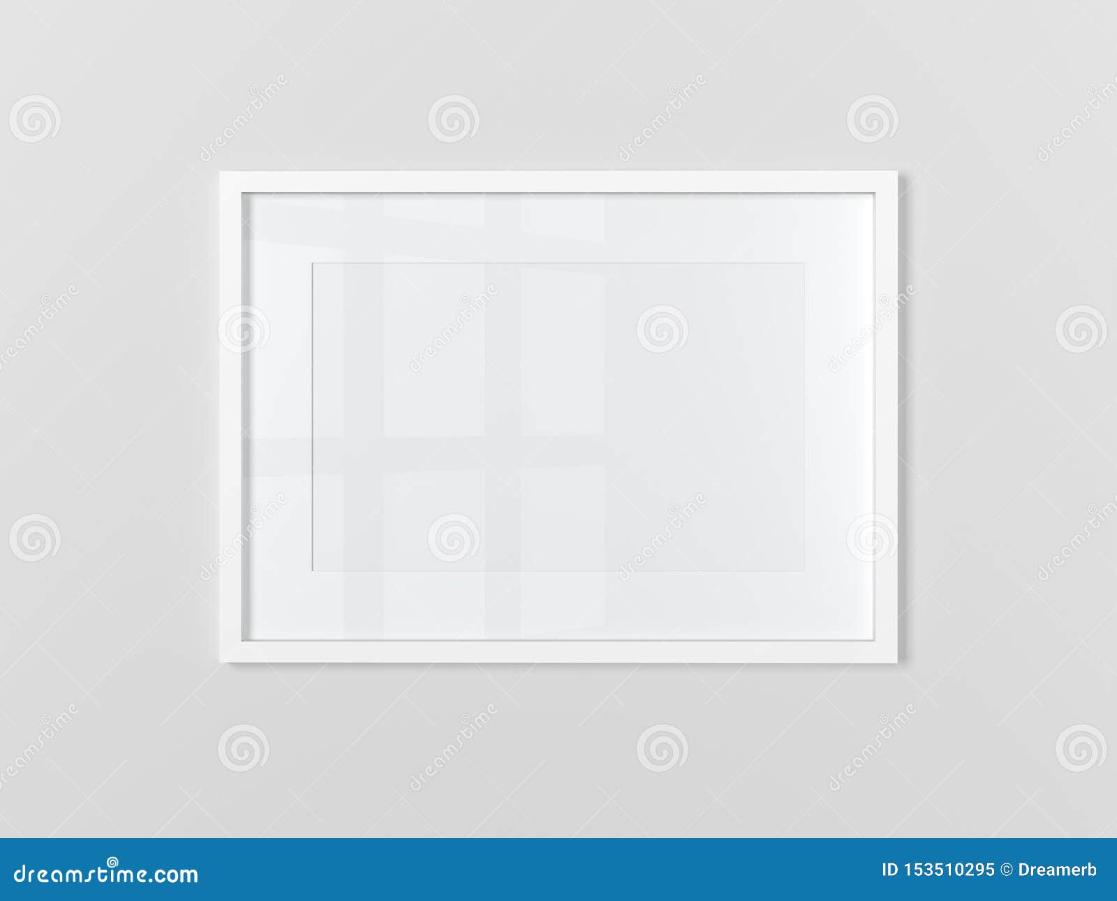 Blank White Rectangular Photo Frame on Light Gray Wall. Horizontal ...